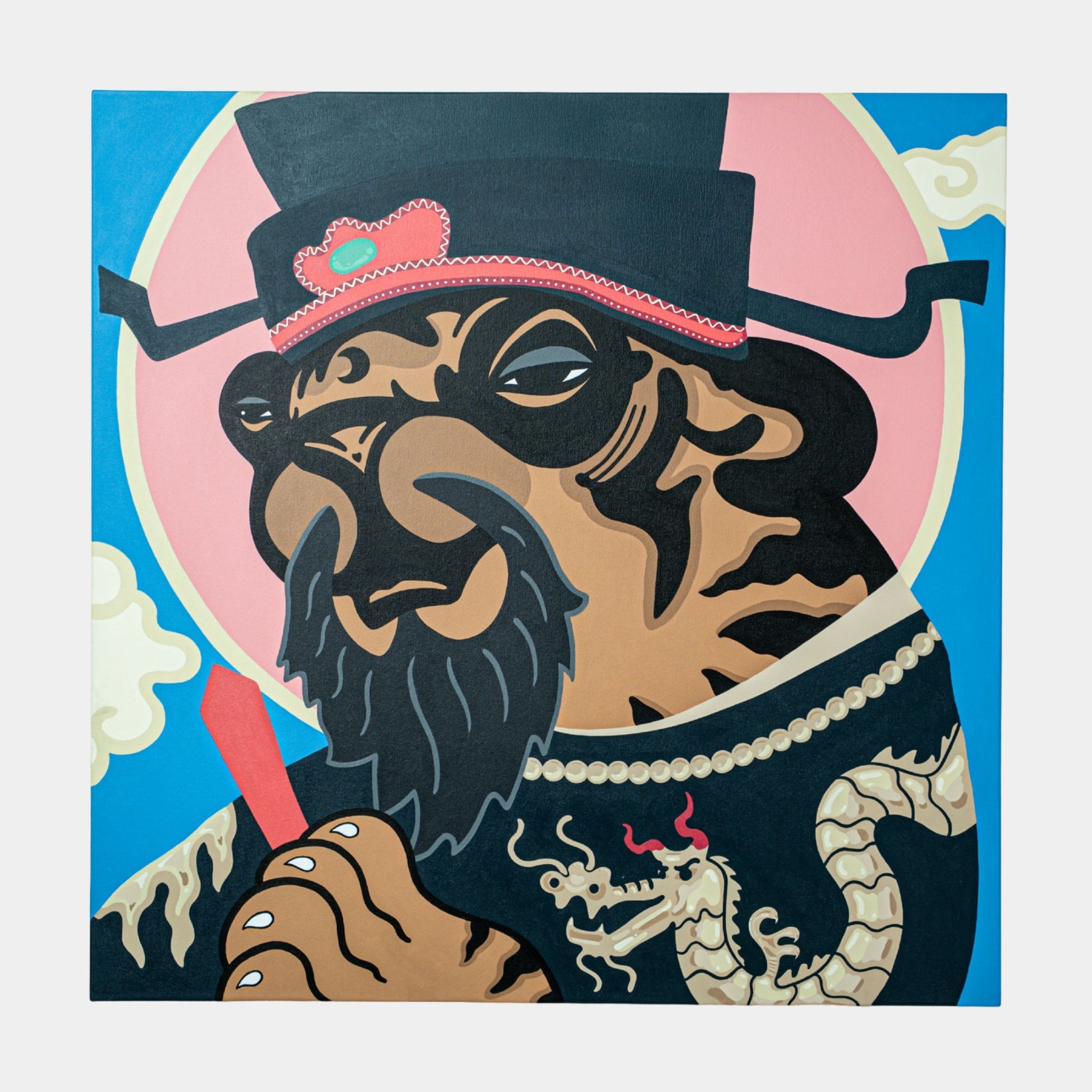 Pao Bun Jin Tiger Pop Art Canvas Wall Art | Vivid Acrylic Painting