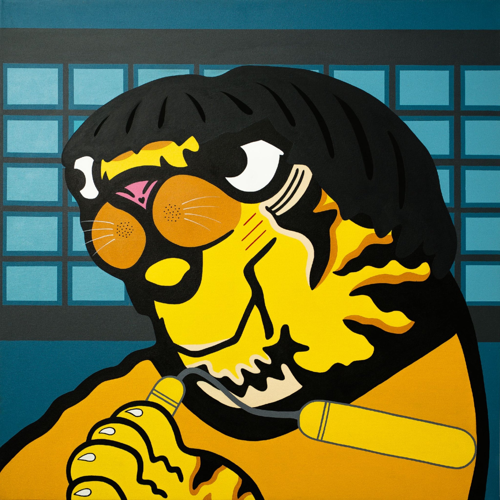 Bruce Lee Tiger Pop Art Canvas Painting | Vibrant Acrylic Artwork