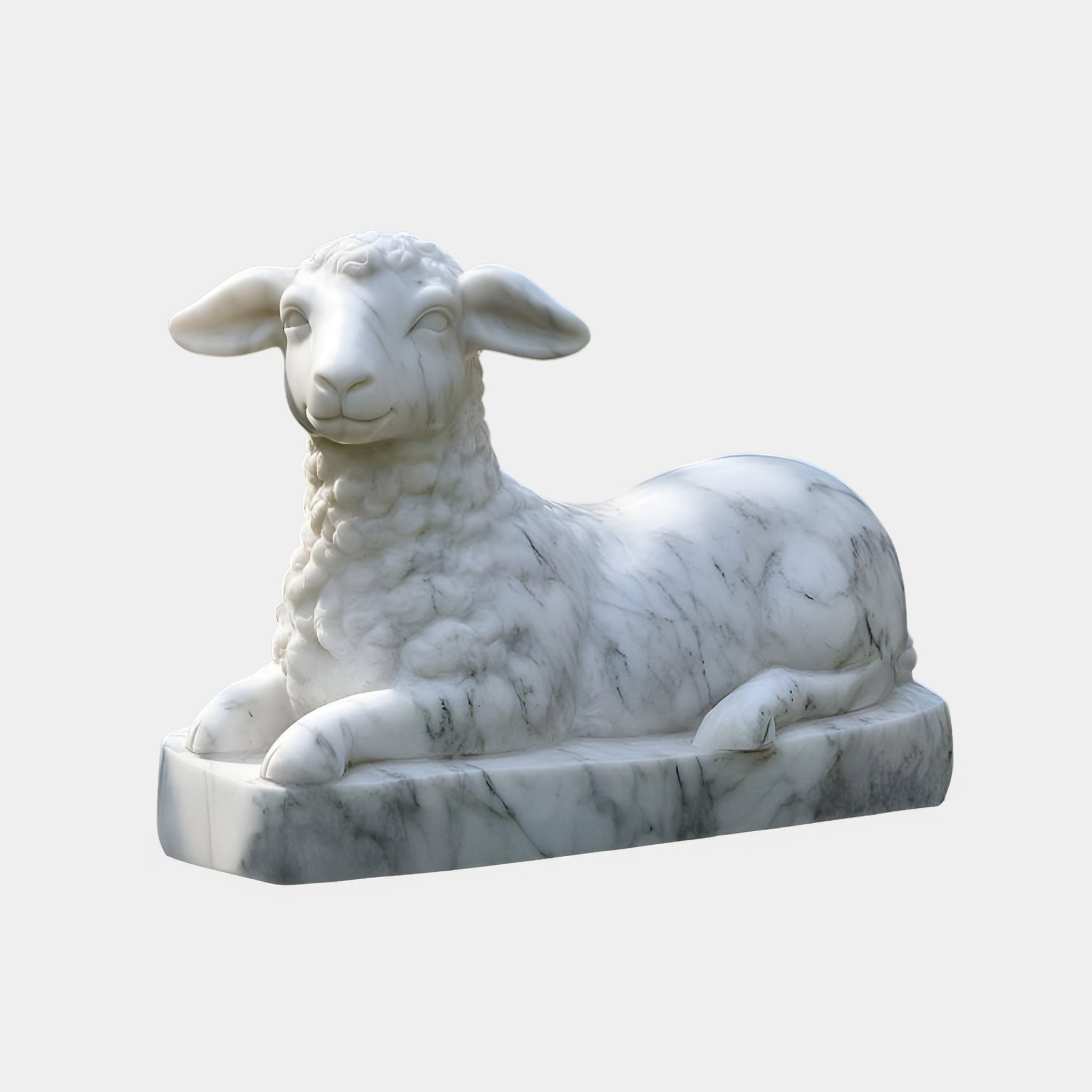 Resting Lamb Marble Sculpture 70cm | Giant Sculptures