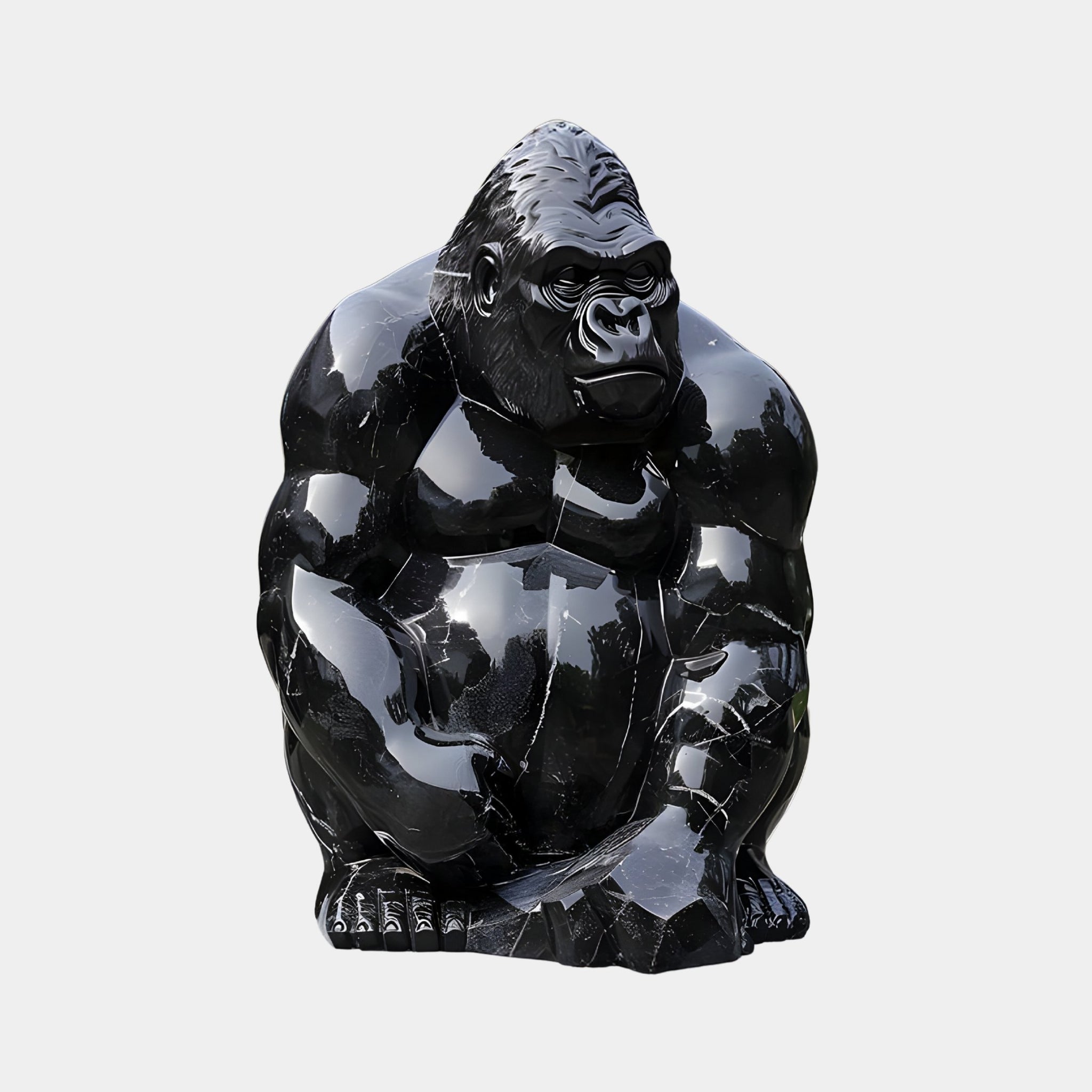 Onyx Seated Gorilla Marble Sculpture 80cm | Giant Sculptures