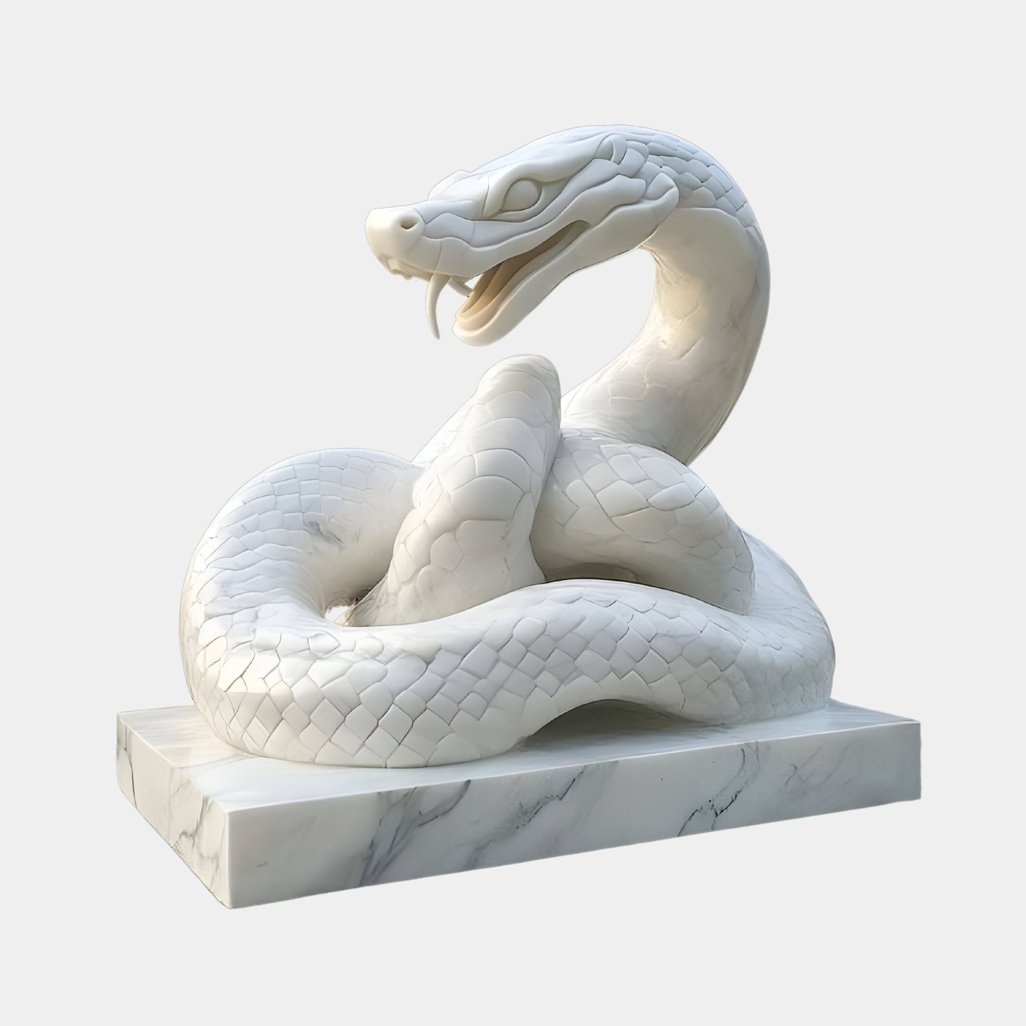 Coiled Snake Outdoor Sculpture | Custom Hand-Carved Marble