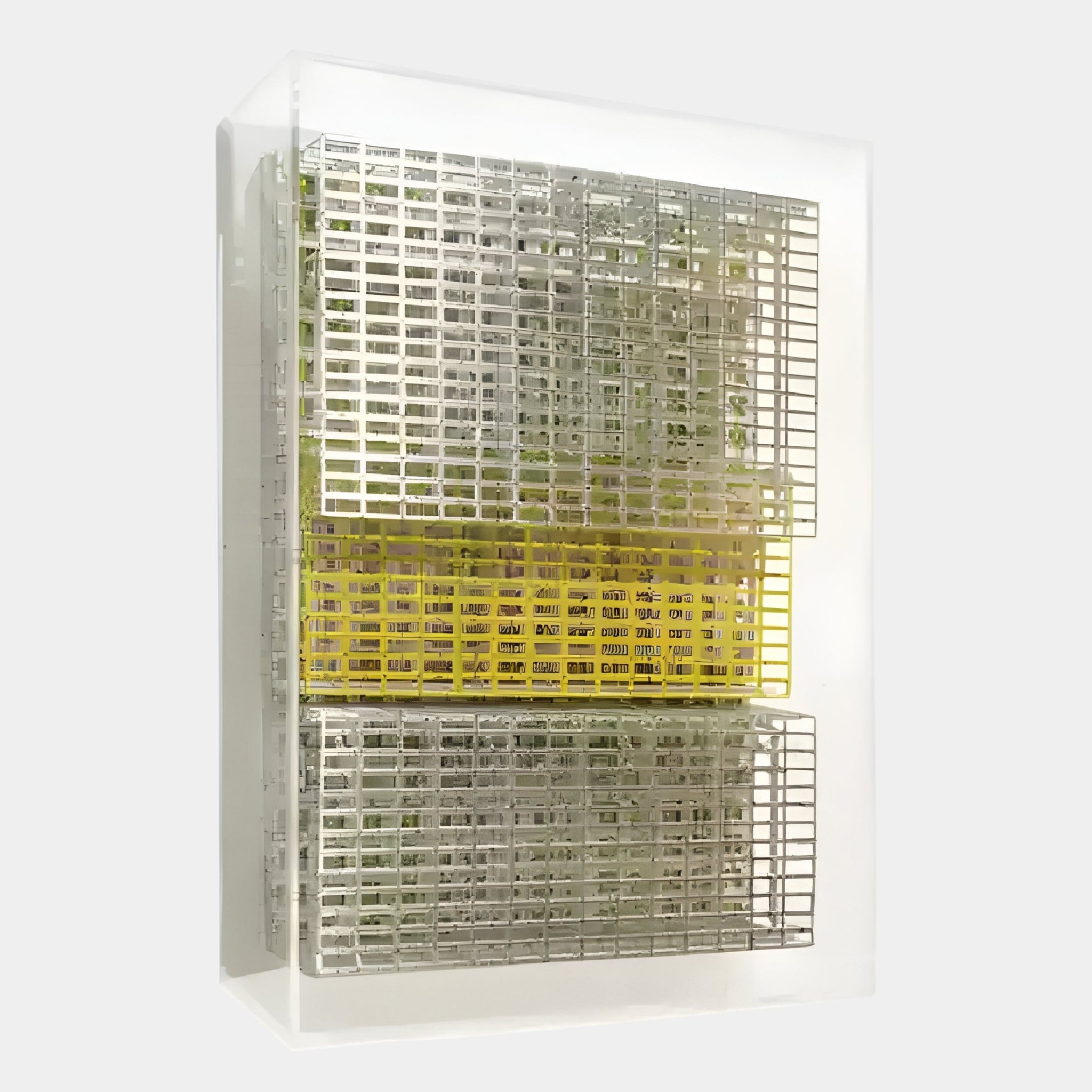 Artisana Yellow & White Grid 3D Paper Wall Art | Modern Framed Design