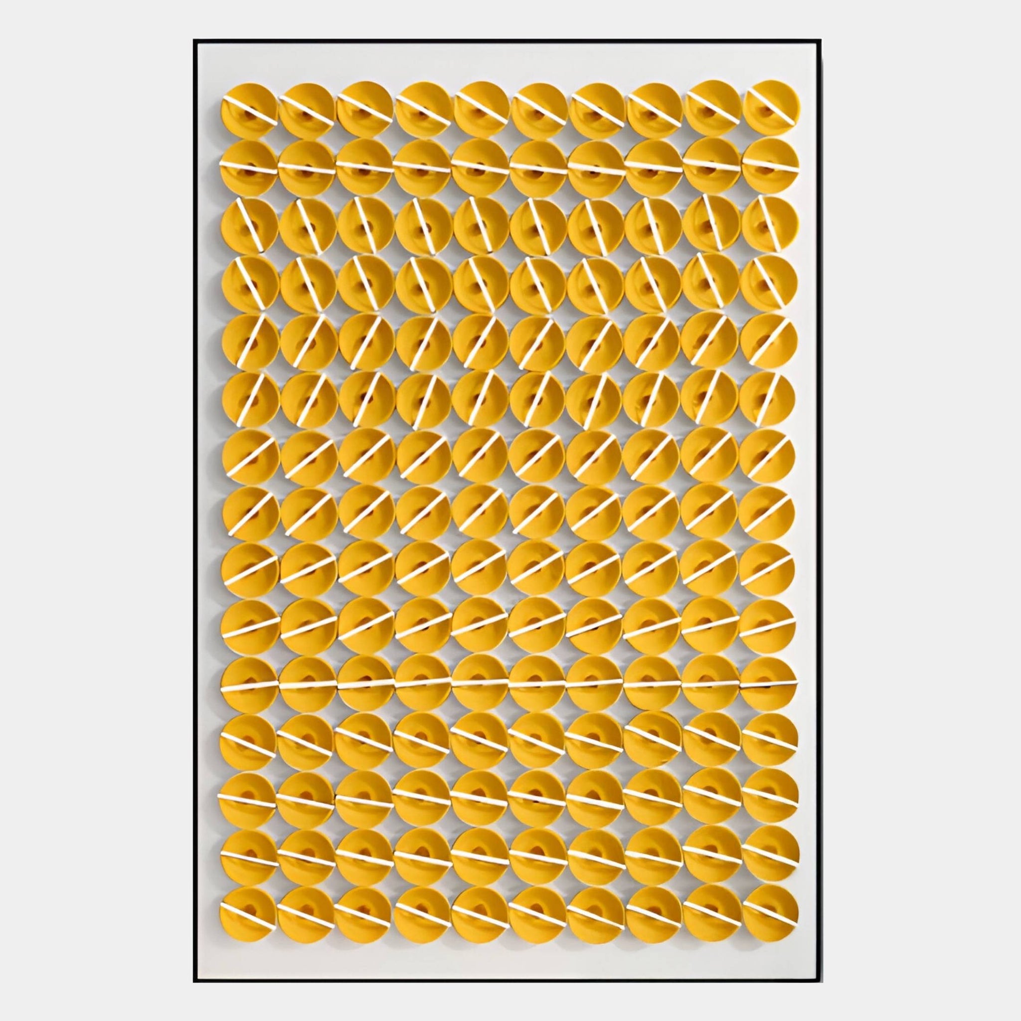 Parella Yellow Slit Disc Grid Acrylic 3D Wall Art | Modern Design