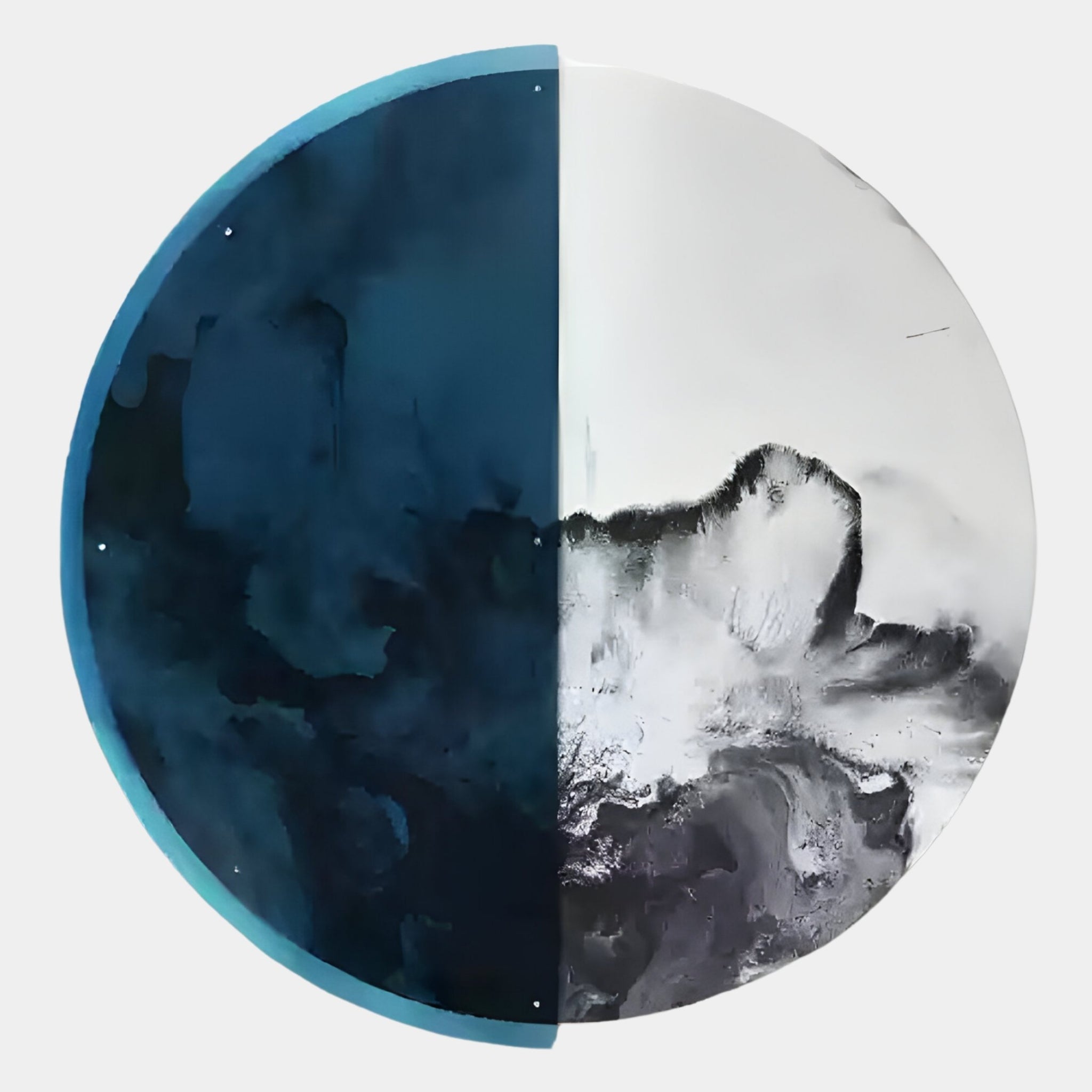 Halvra Teal Dual Flow 3D Wall Art | Round Acrylic Mural