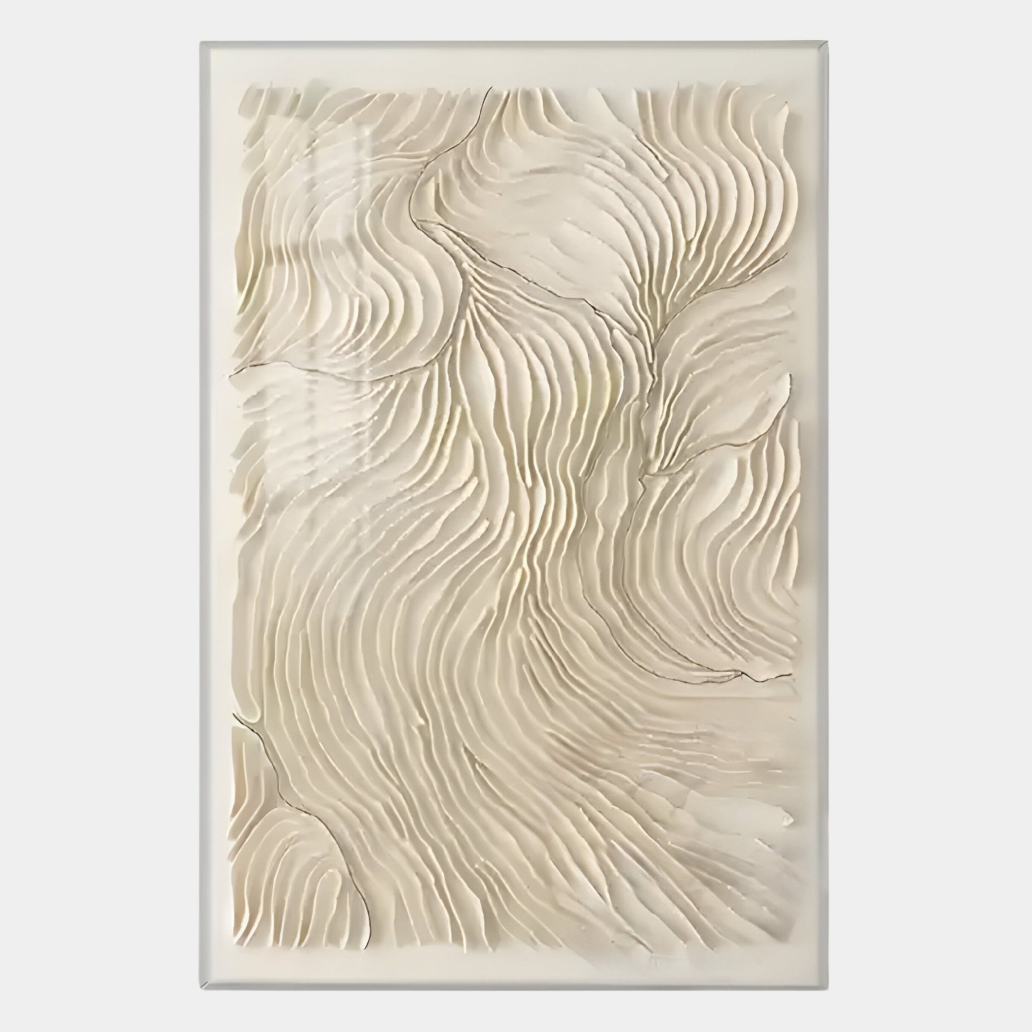 Contour Ivory Drift Felt 3D Wall Art | Layered Wave Texture
