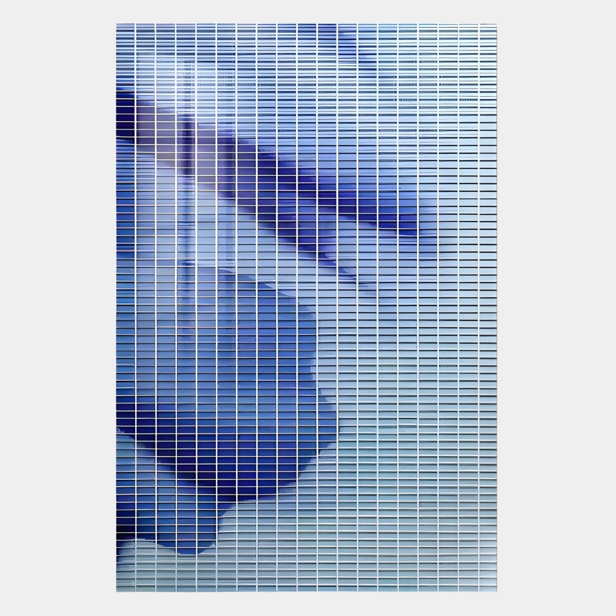 Lattice Indigo Fade Acrylic Wall Art | Blue Grid 3D Panel