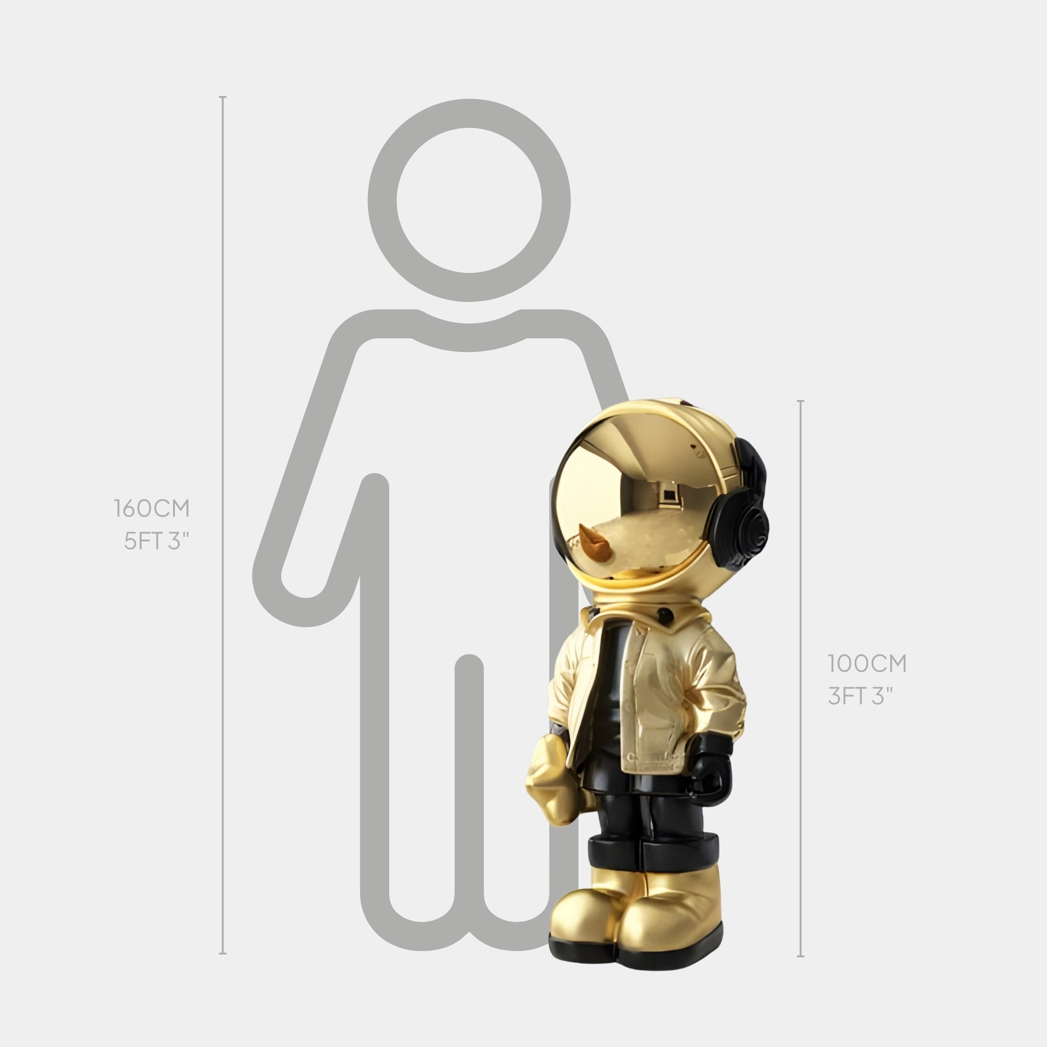 Celestial Gold Astronaut Sculpture 100cm | Bold Space Décor