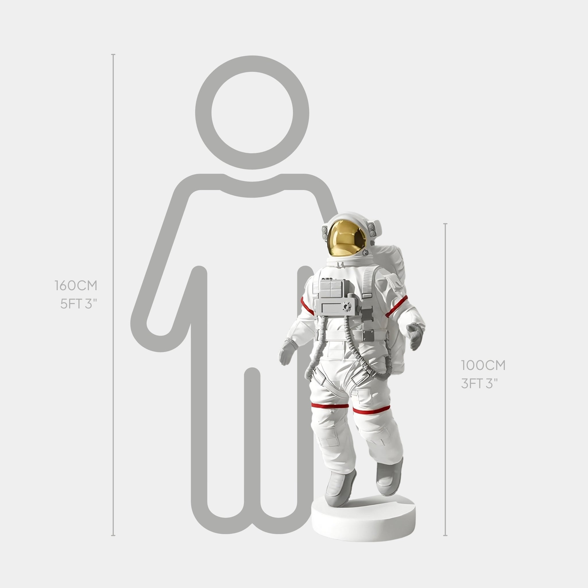 White Space Astronaut Sculpture 100cm | Statement Cosmic Décor