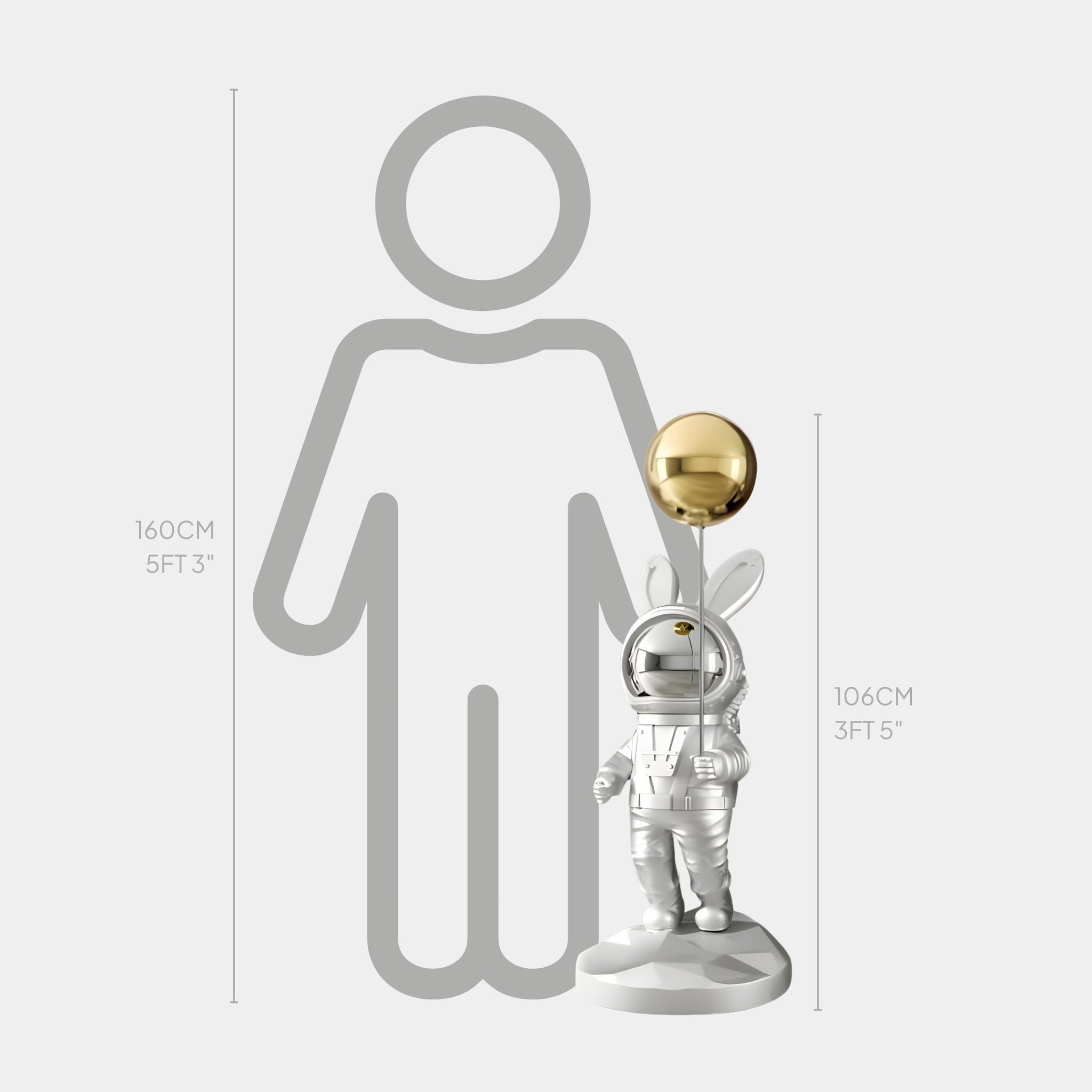 Chrome Bunny Astronaut Sculpture 106cm | Bold Statement Piece