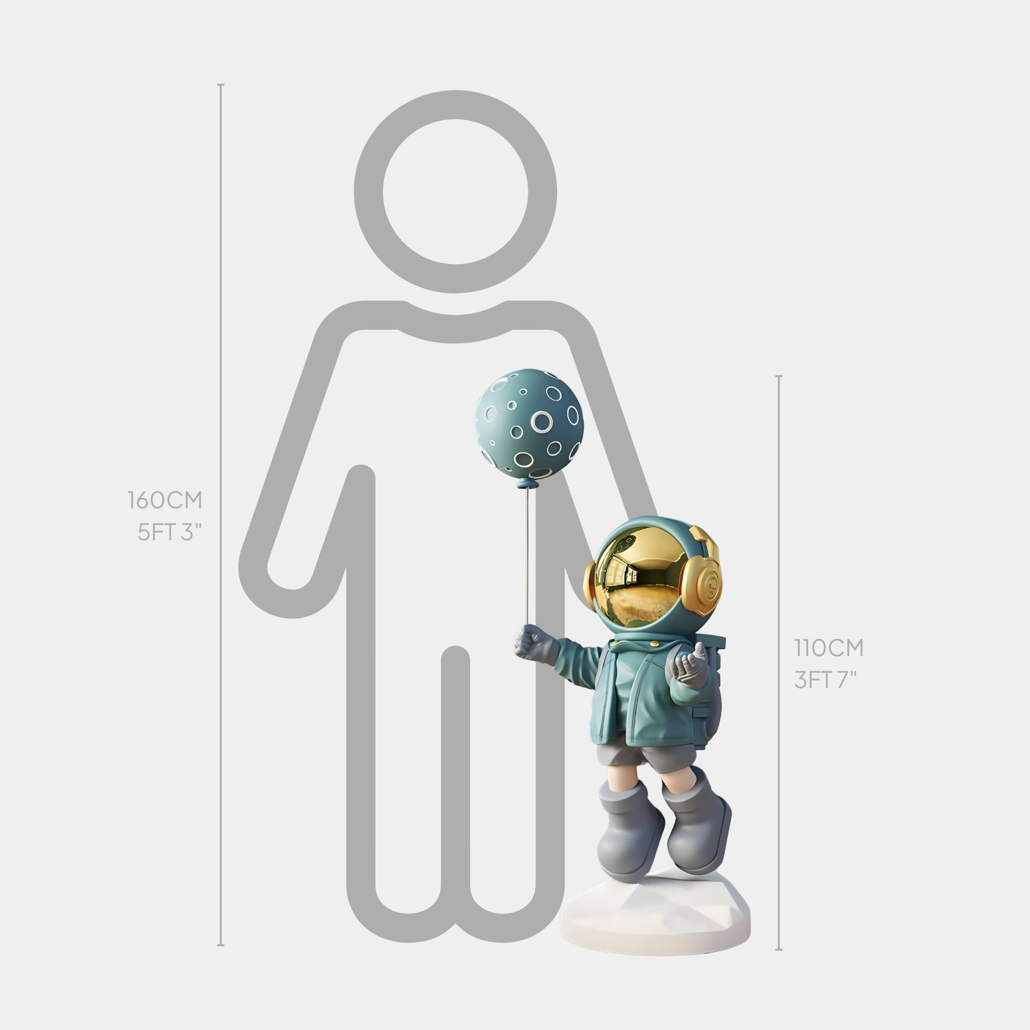 Galactic Blue Astronaut Sculpture 110cm | Playful Indoor Accent