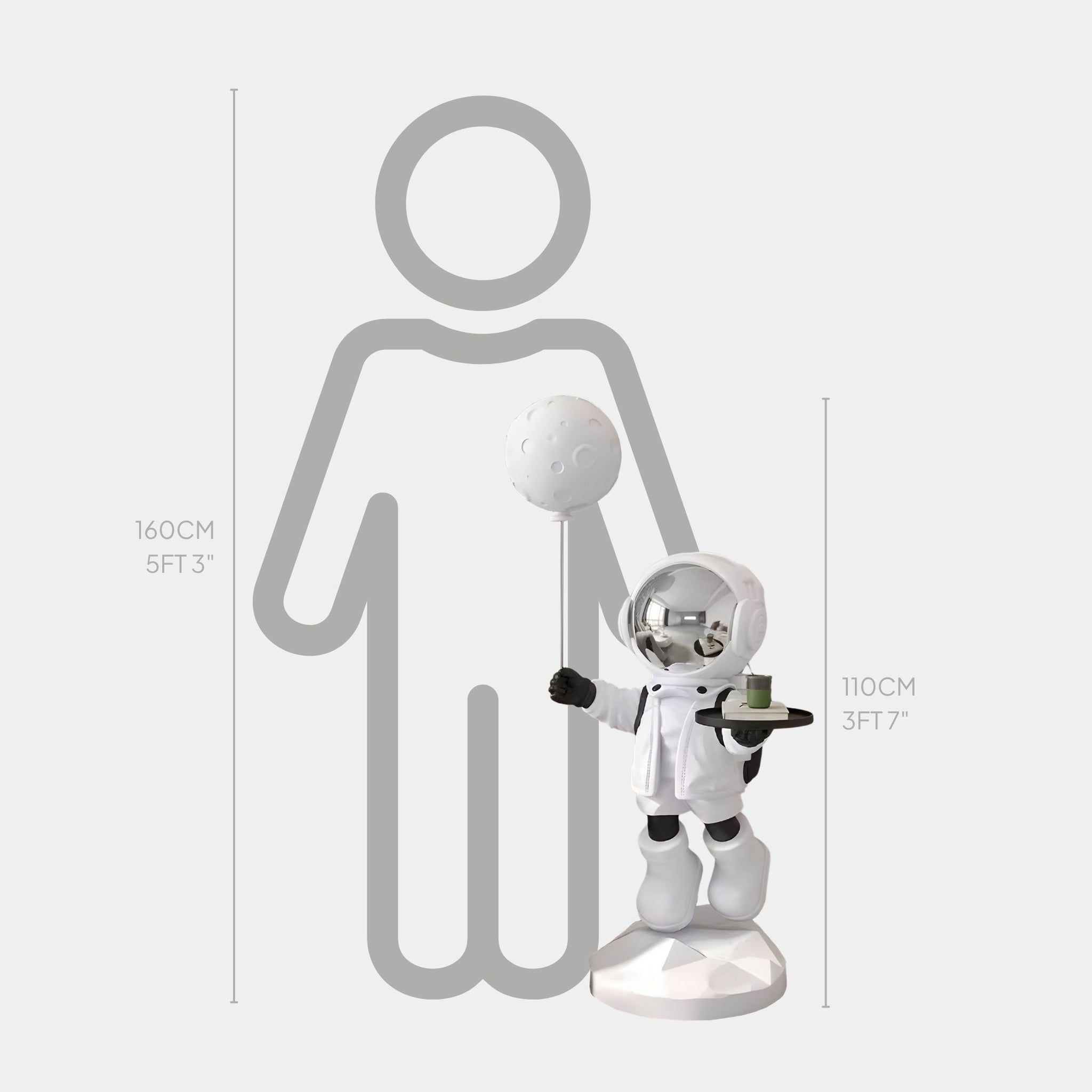 Nova White Astronaut Butler Sculpture 110cm | Whimsical Balloon Décor