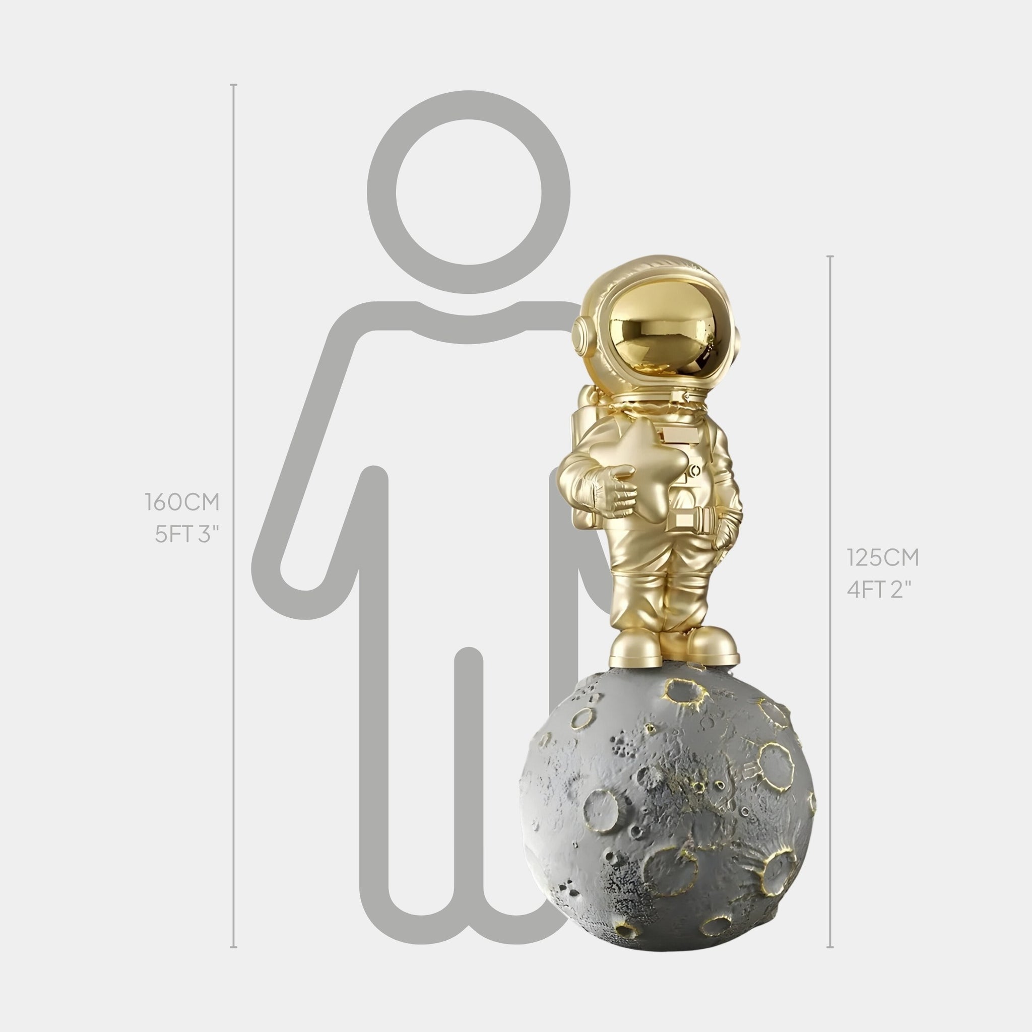 Celestial Gold Astronaut Star Sculpture 125cm | Crater Moon Base