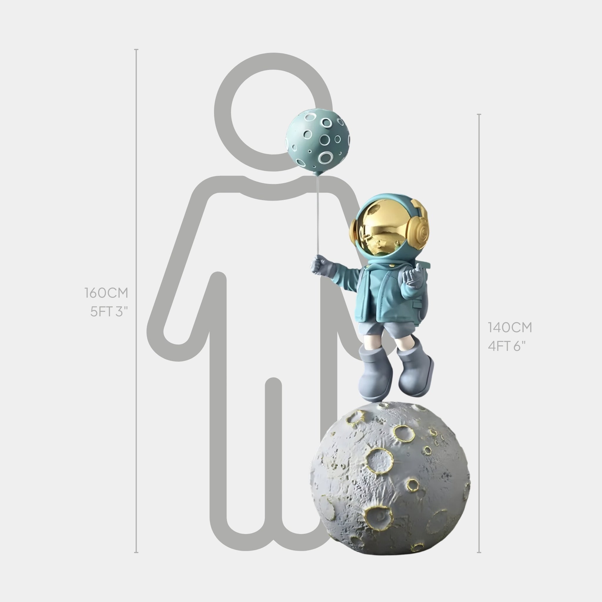 Galactic Blue Astronaut Balloon Sculpture 140cm | Moon Base Display