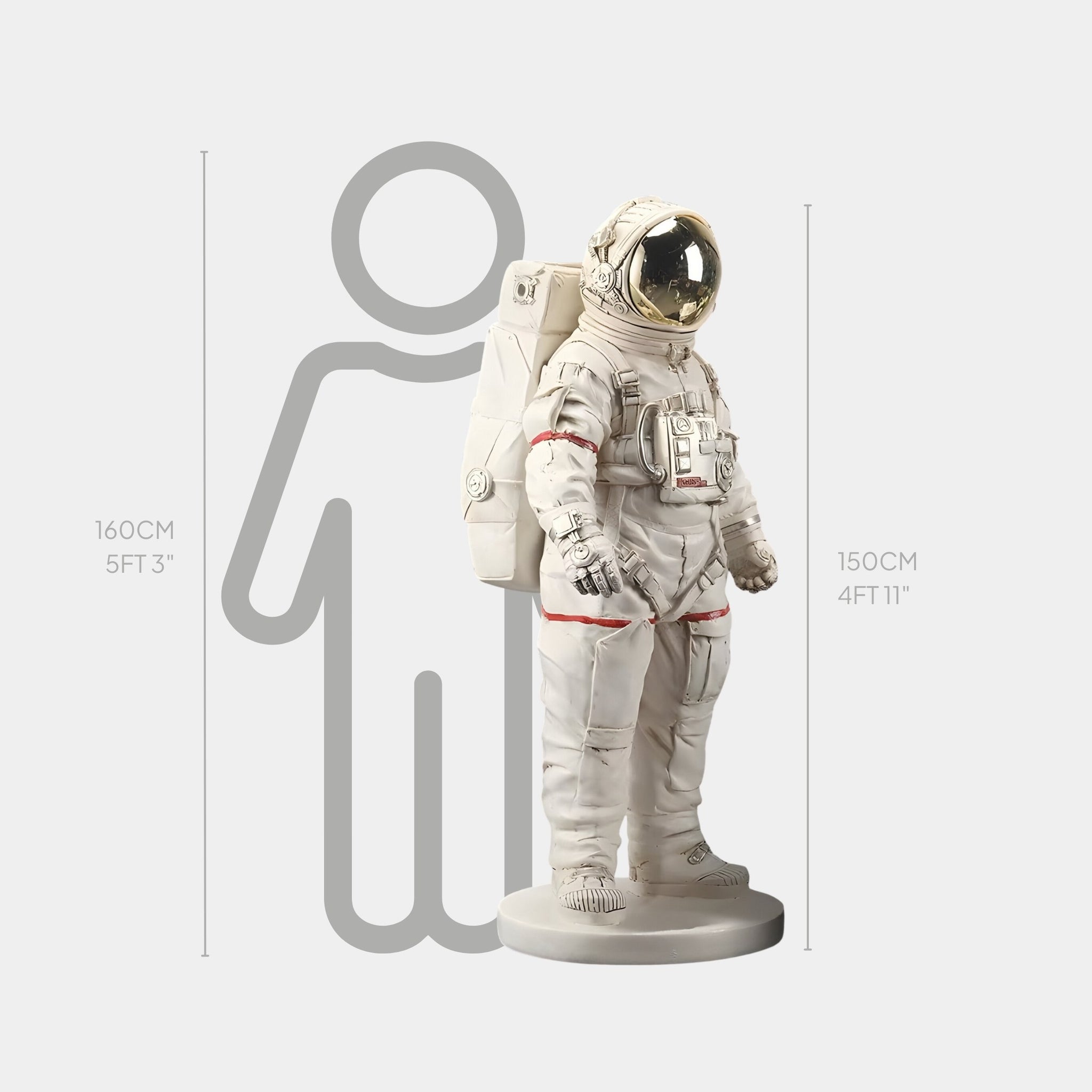 Cloud White Astronaut Sculpture 150cm | Life-Size Cosmic Statue