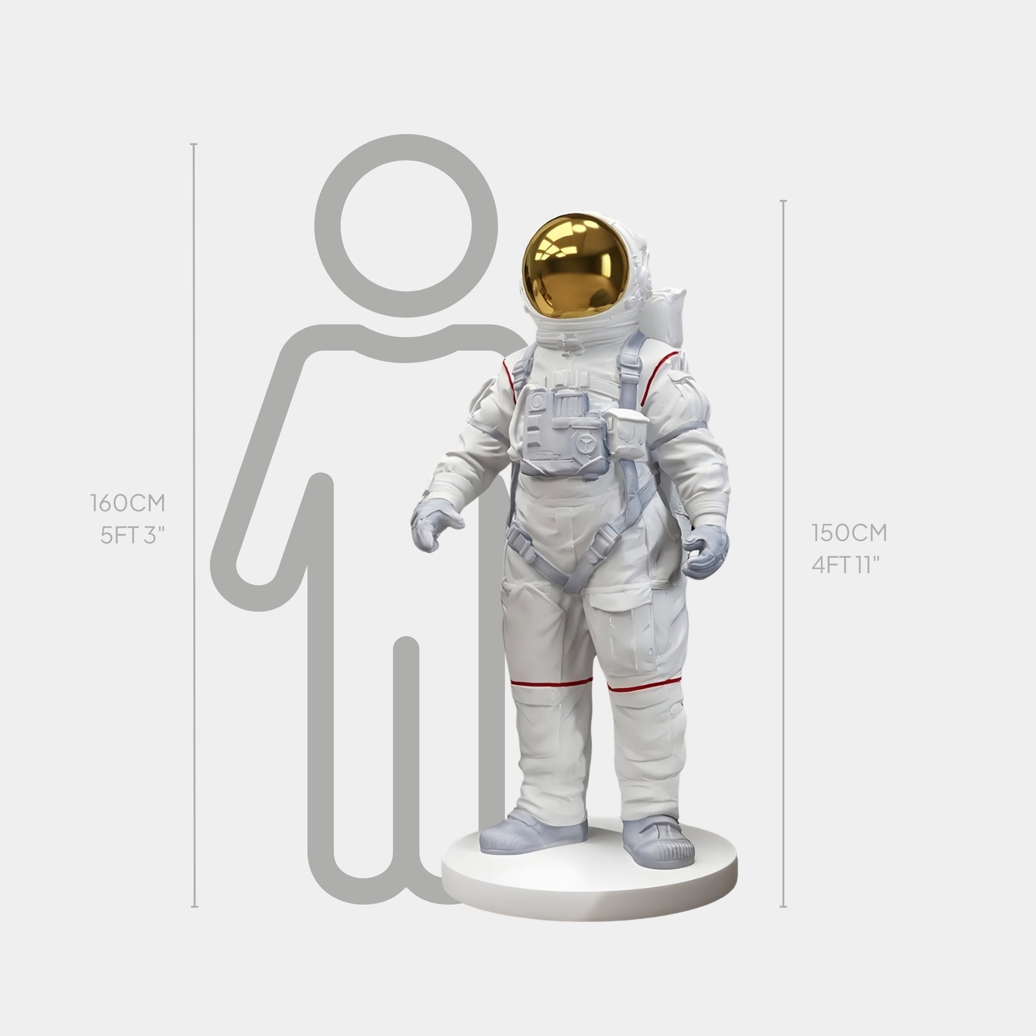 White Space Astronaut Sculpture 150cm | Life-Size Cosmic Décor