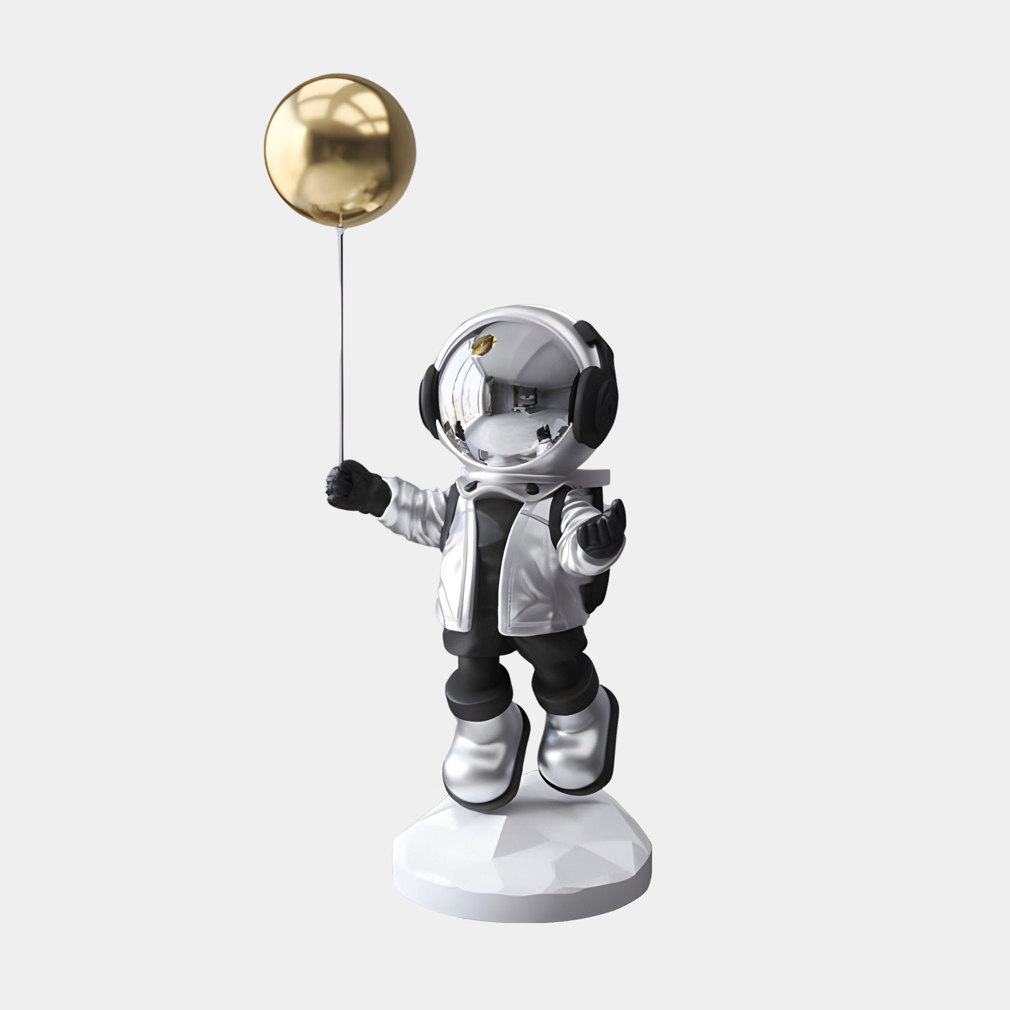 Lunar Silver Astronaut Sculpture 55cm | Whimsical Balloon Décor