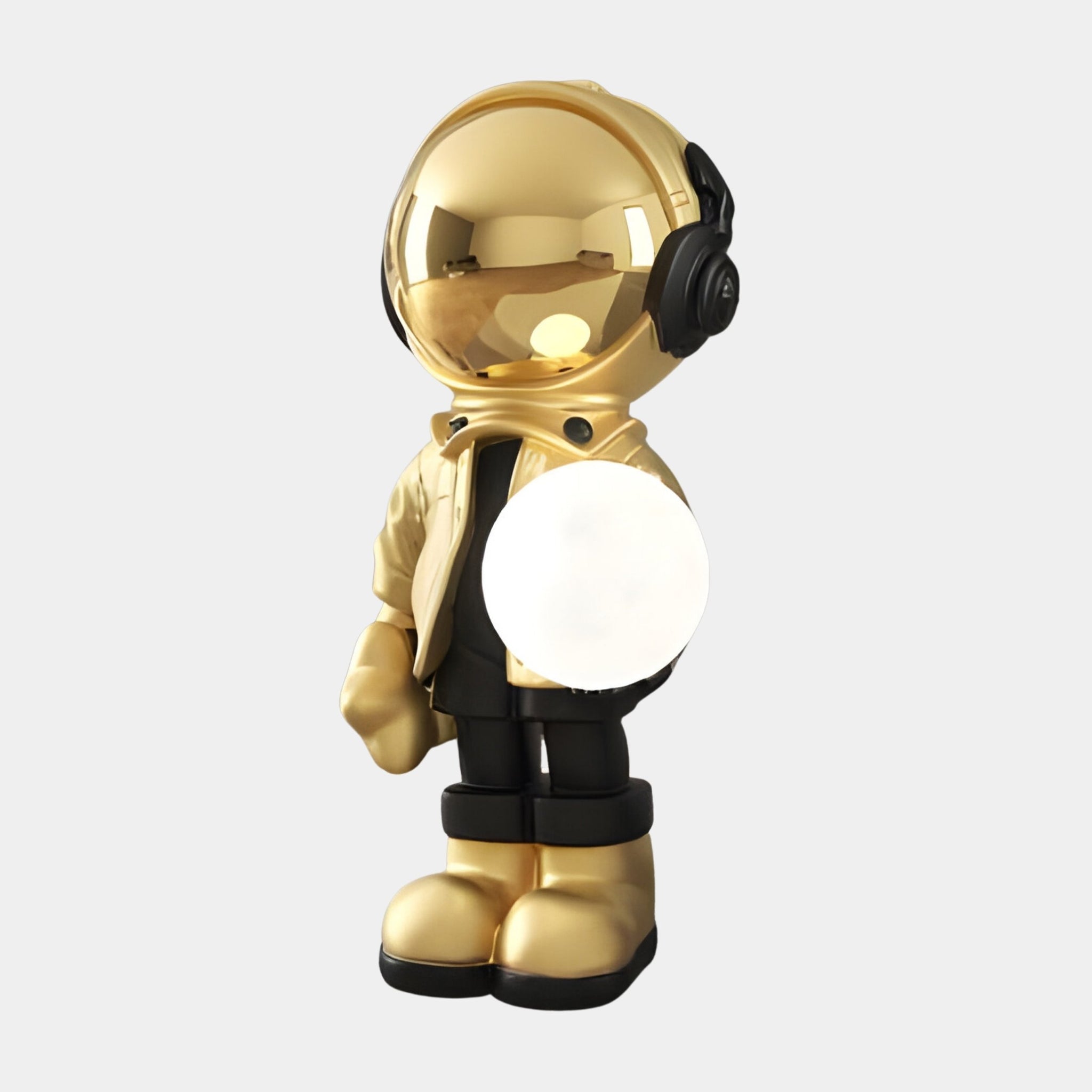 Celestial Gold Astronaut Sculpture 80cm | Glow Orb Floor Lighting