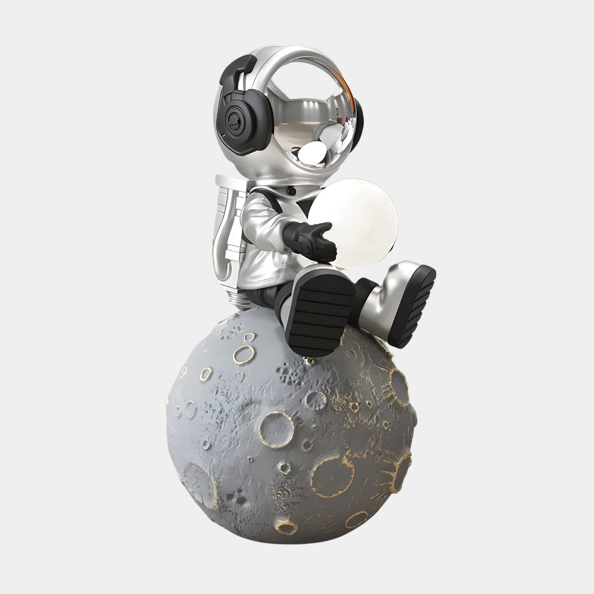 Lunar Silver Astronaut Glow Moon Sculpture 86cm | Cosmic Home Accent