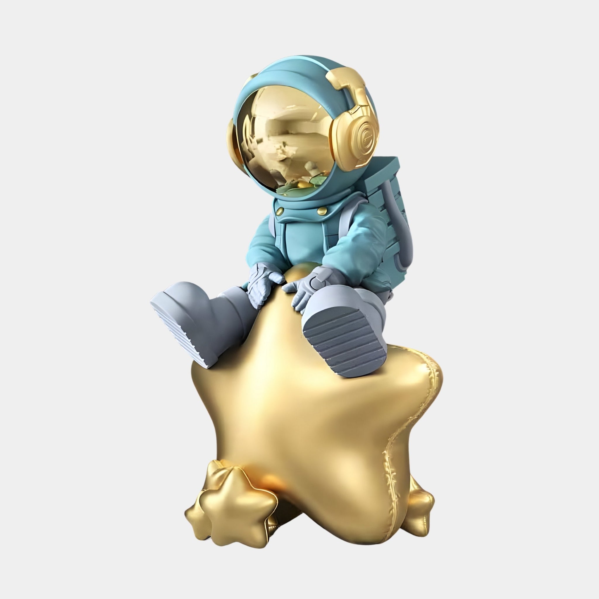 Galactic Blue Astronaut Beats Sculpture 90cm | Star-Seated Showpiece