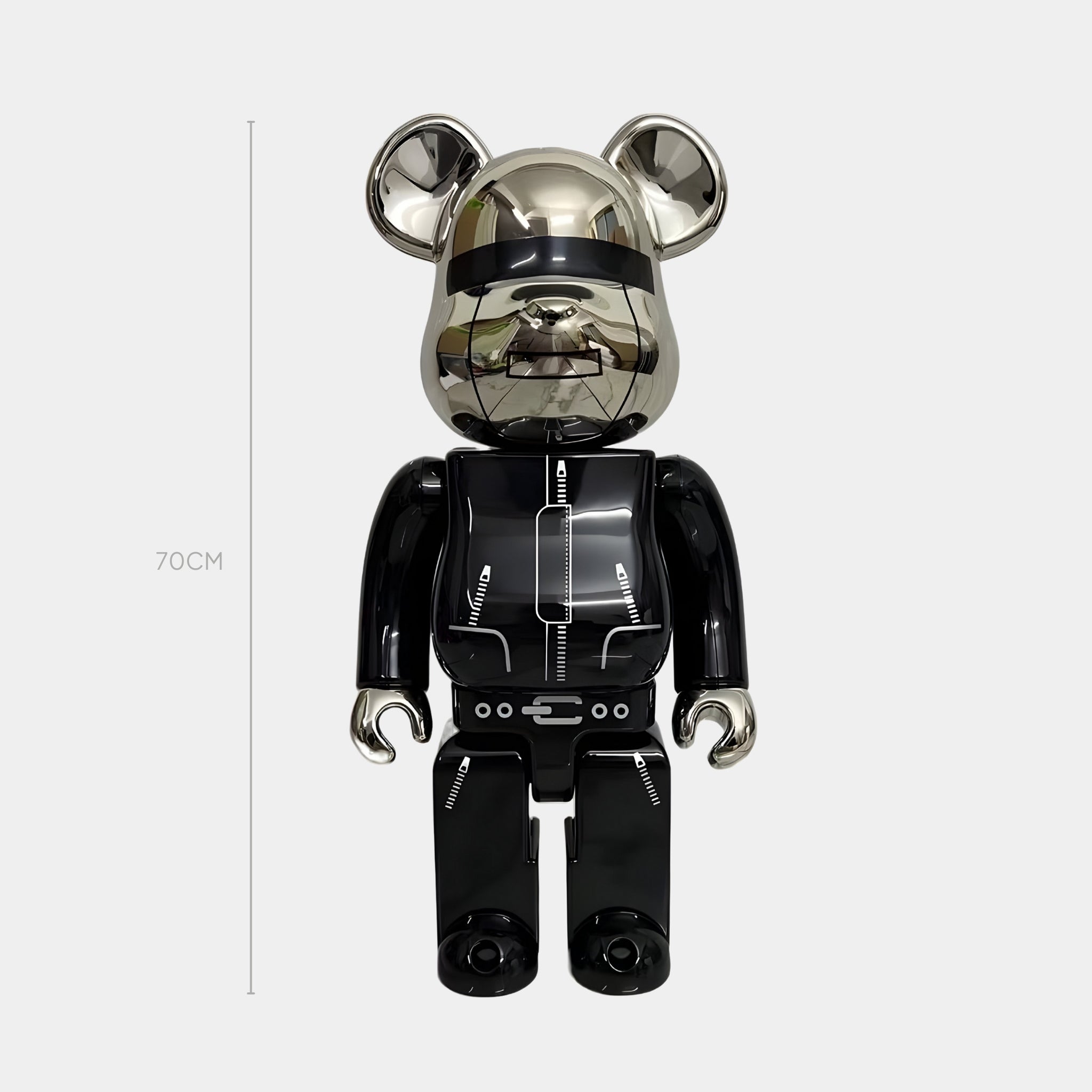 Cipher Tech Bear Sculpture 70cm | Luxe Black Chrome Art