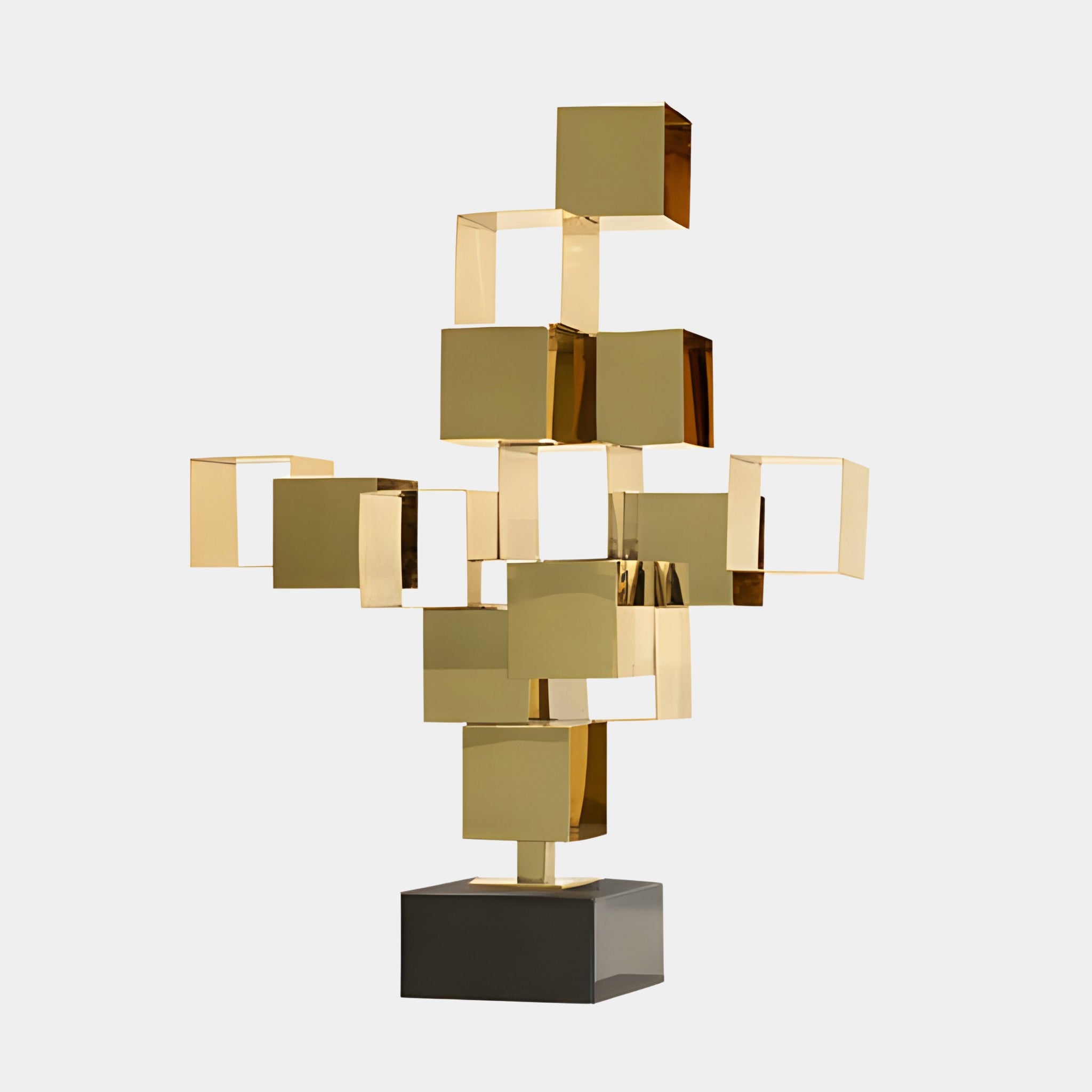 Cuboid Gold Geometric Stainless Steel Sculpture | Modern Art Piece