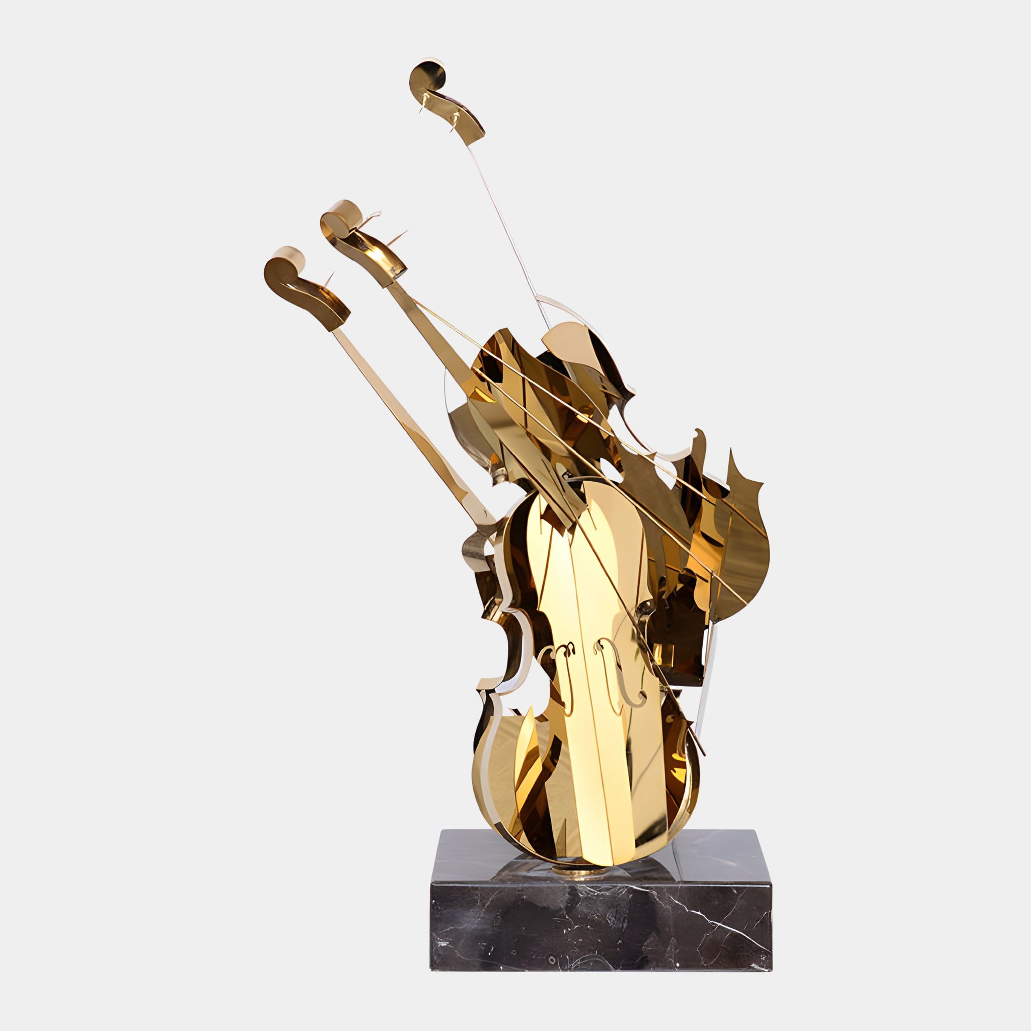 Harmonic Gold Violin Stainless Steel Sculpture | Modern Art