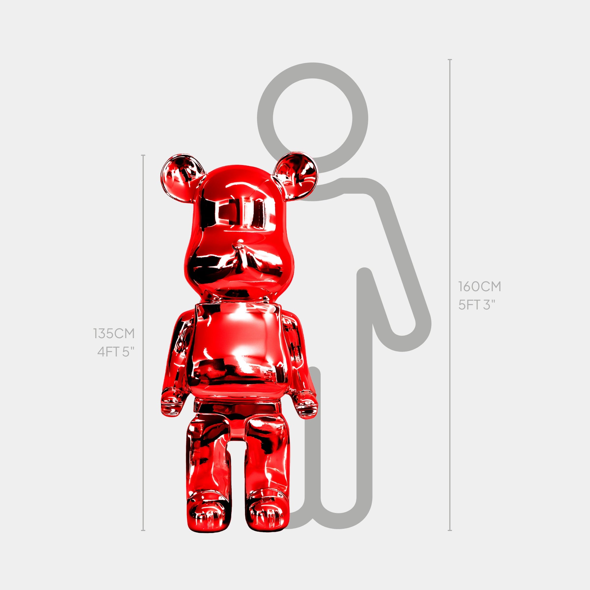 Ruby Red Bear Sculpture 135cm | Giant Sculptures