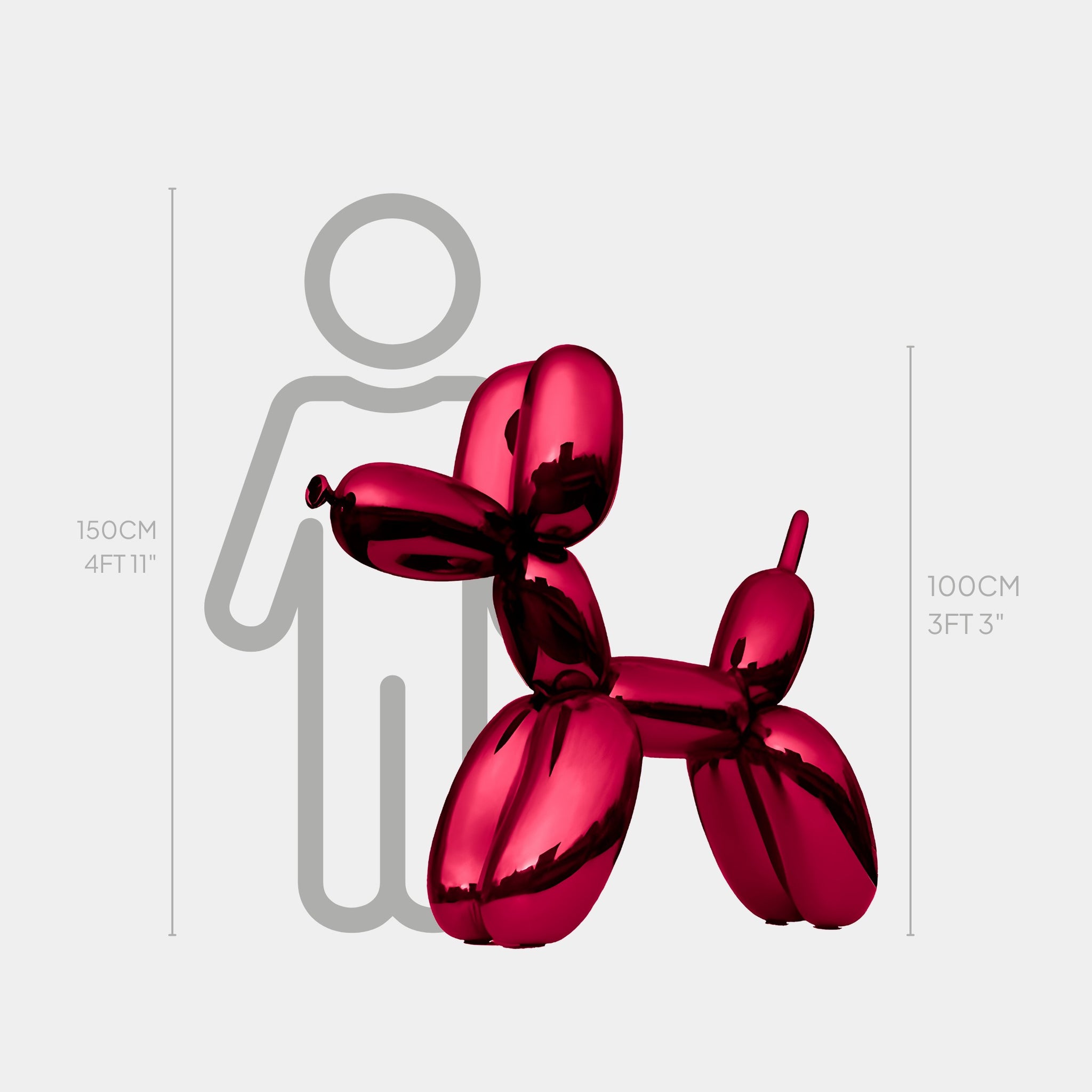 Fire Red Balloon Dog Sculpture - 1m | Dog Sculptures