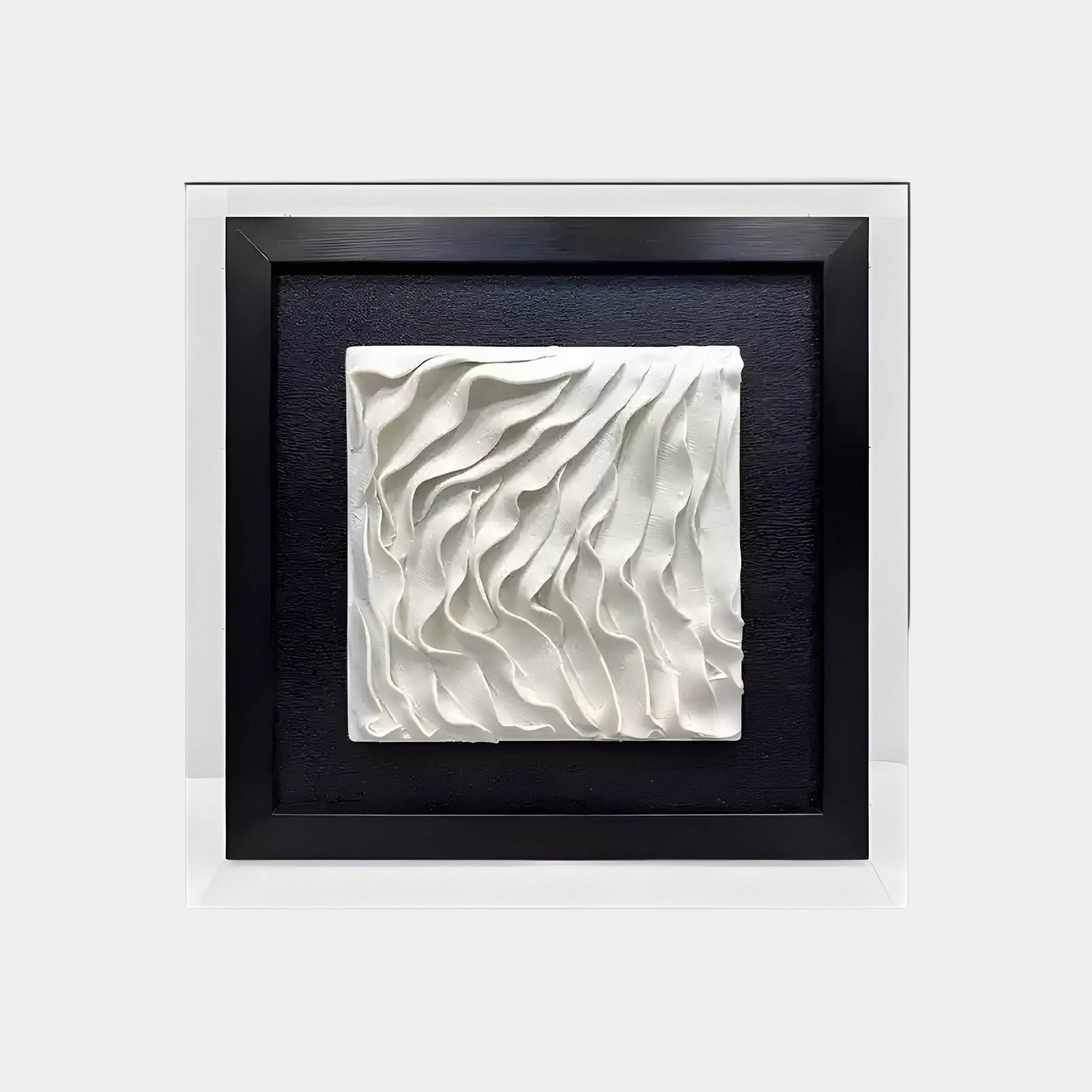 Harmonia 3D Wave Ceramic Sculpture With Black Frame & Acrylic Box