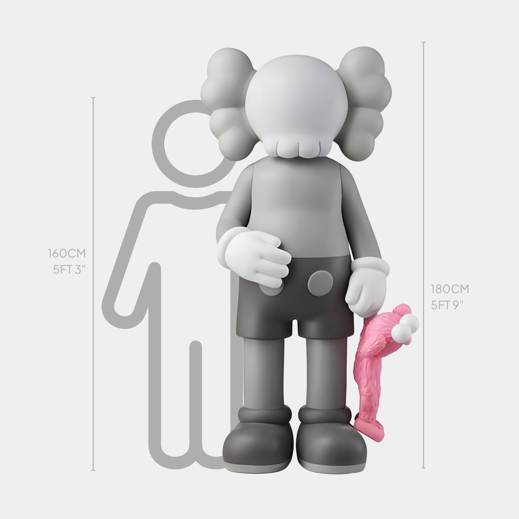 Soft Grey Iconify Pink Furry Toy 180cm | Sweet Moment
