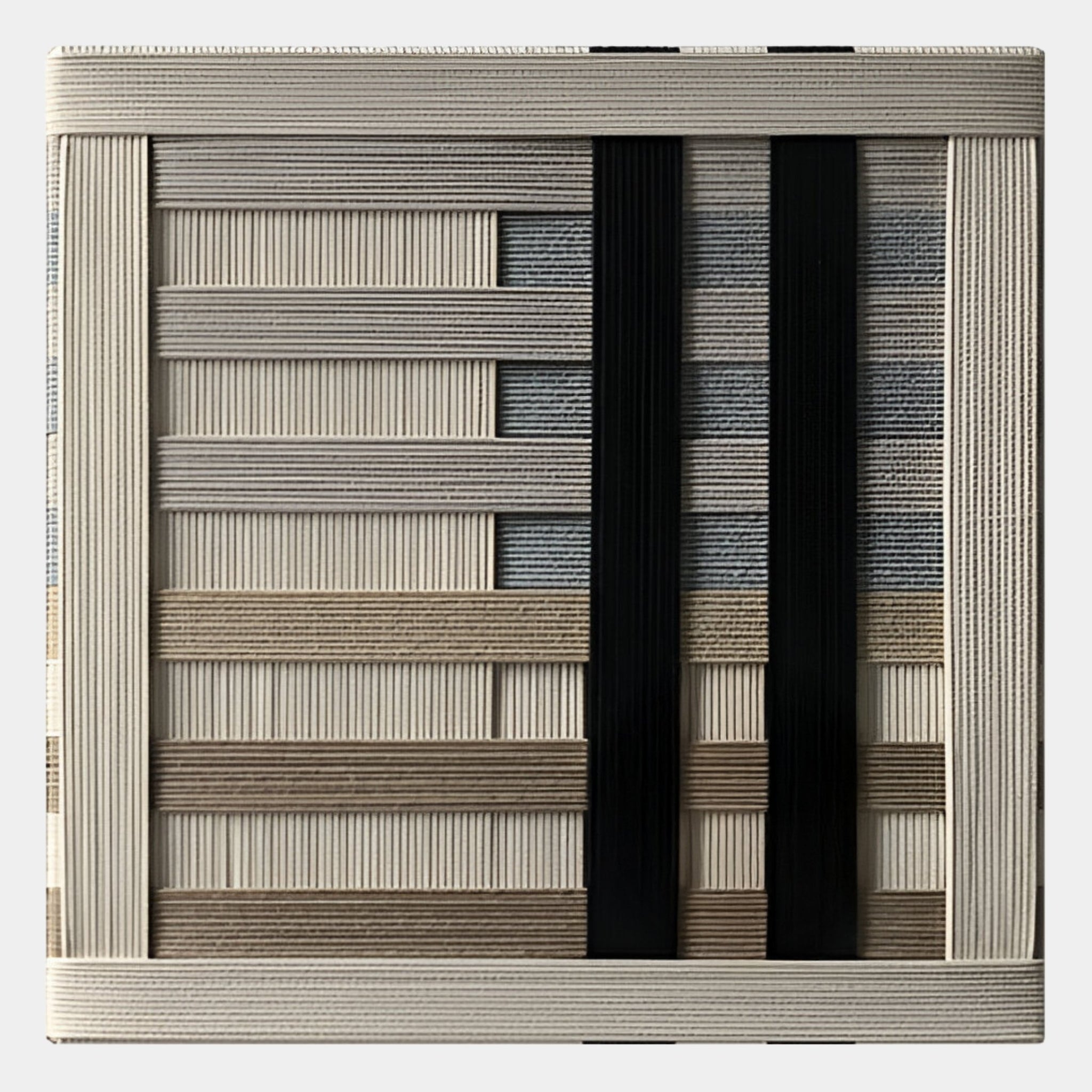 Tessella Neutral & Black Interwoven Yarn | Japanese Style Wall Décor