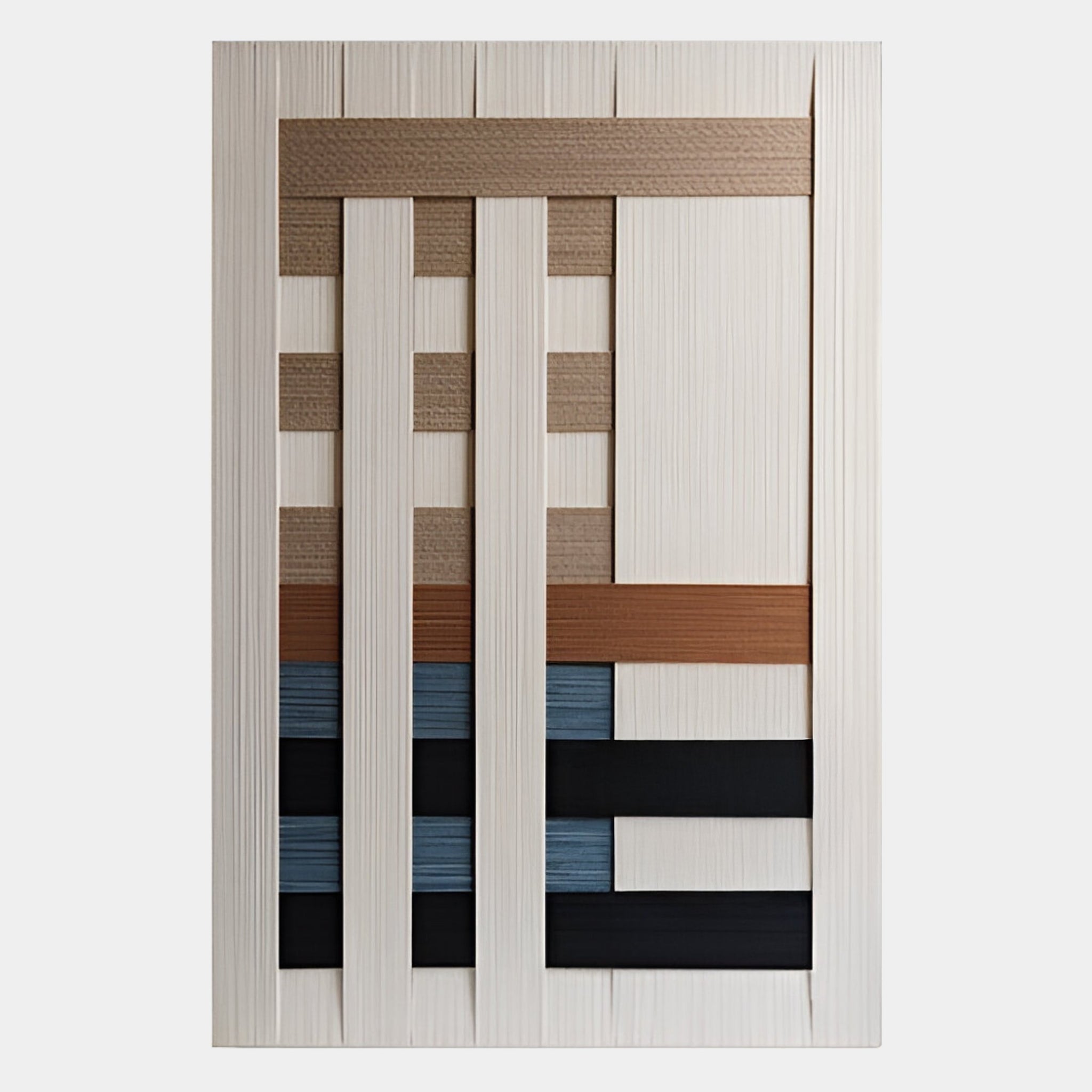 Tessella Blue & Walnut Interwoven Yarn 3D Wall Art | Japanese inspired
