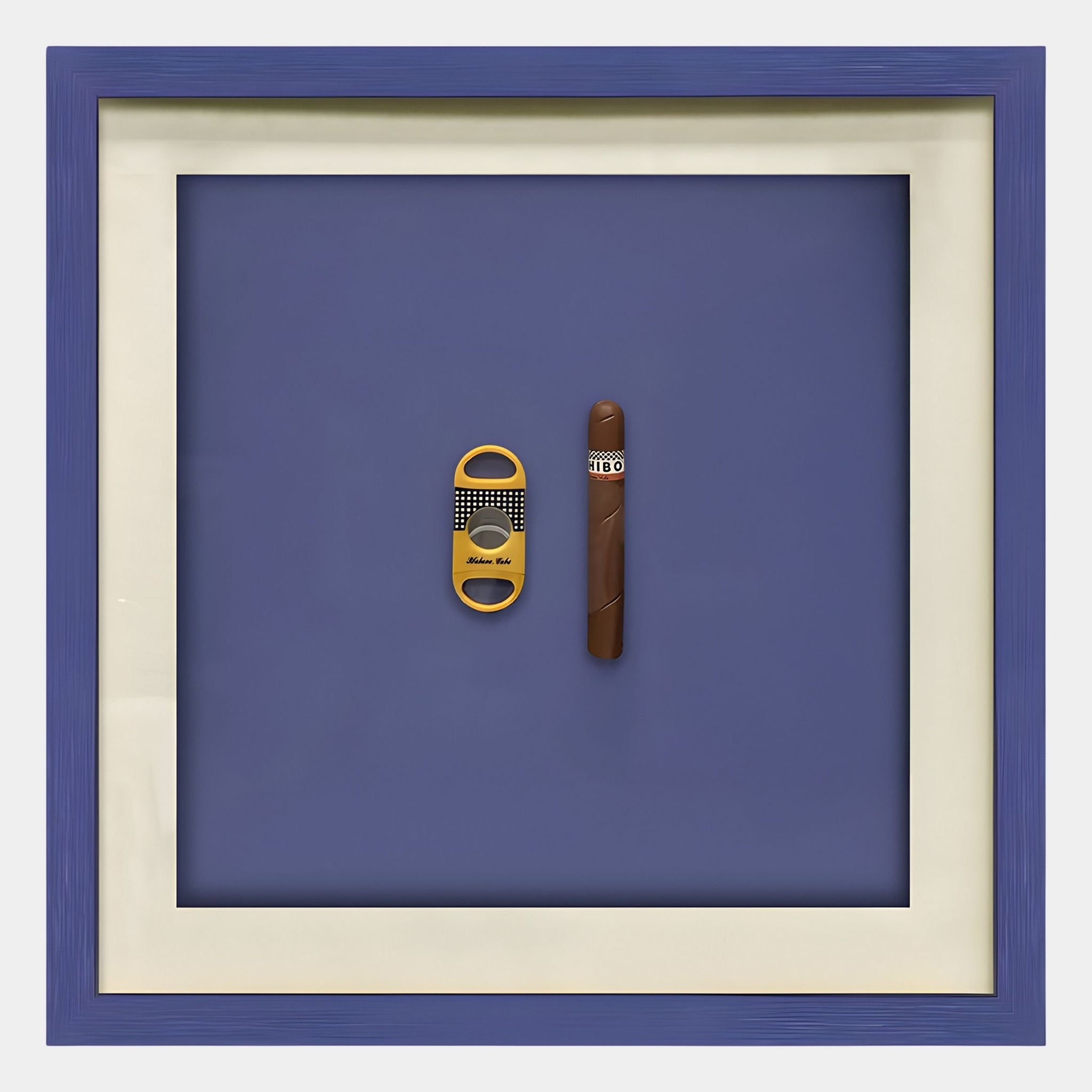 Cavallero Blue Cigar & Cutter Framed Wall Art | Object Display