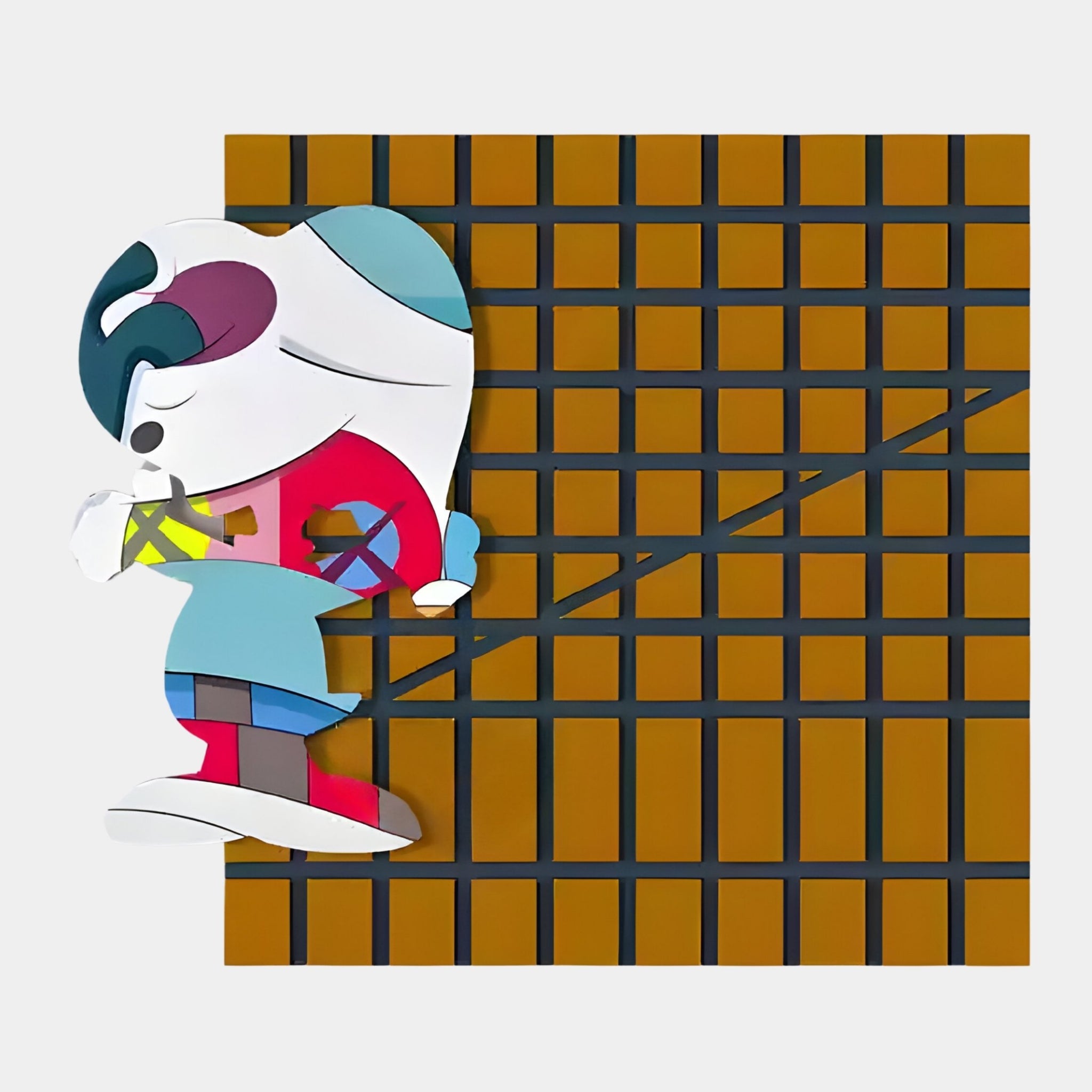 Snoopy Gridz Cyan Walker Amber 3D Wall Art | Playful Graphic Panel