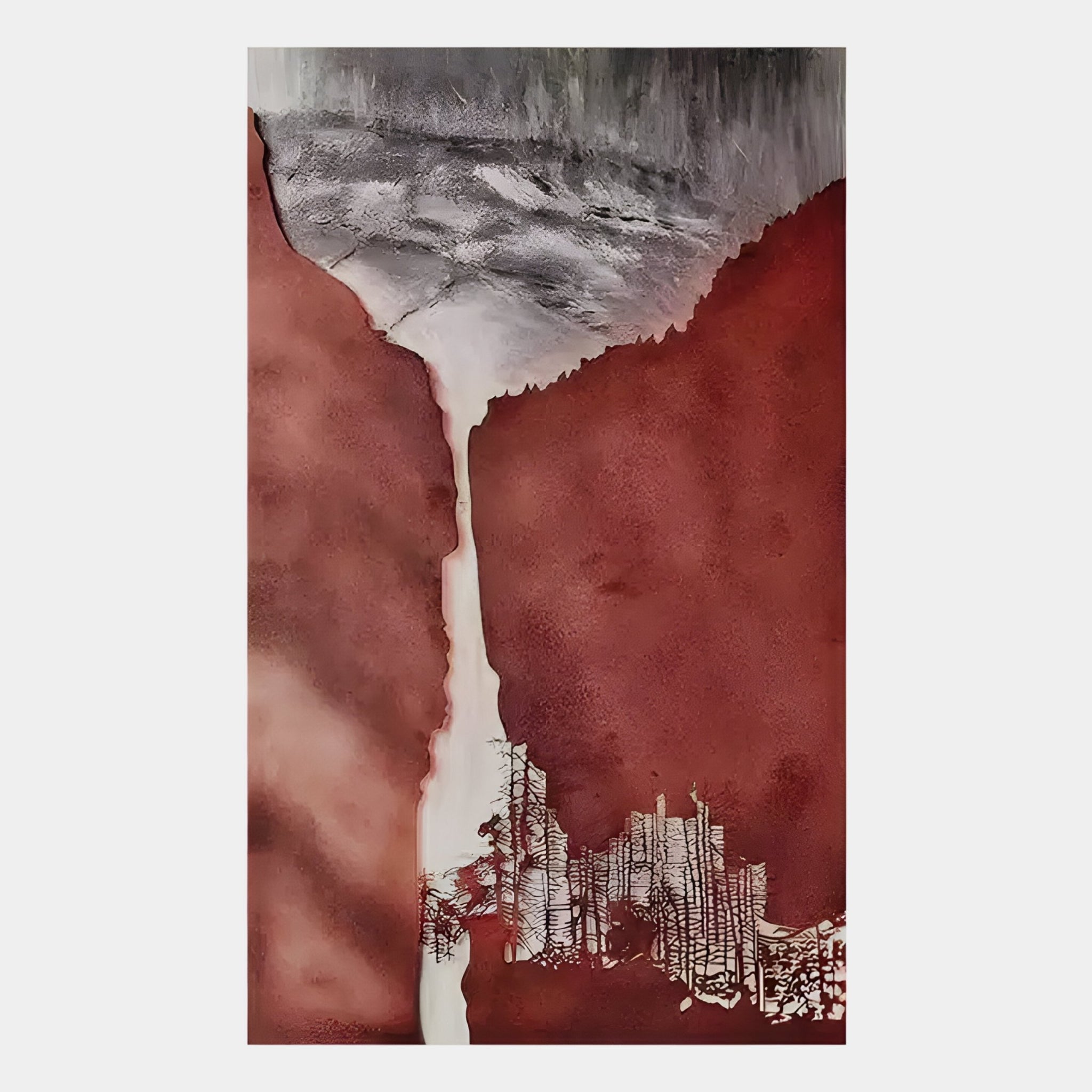 Virelai Crimson 3D Wall Art | Abstract Oil Painting with Carved Detail