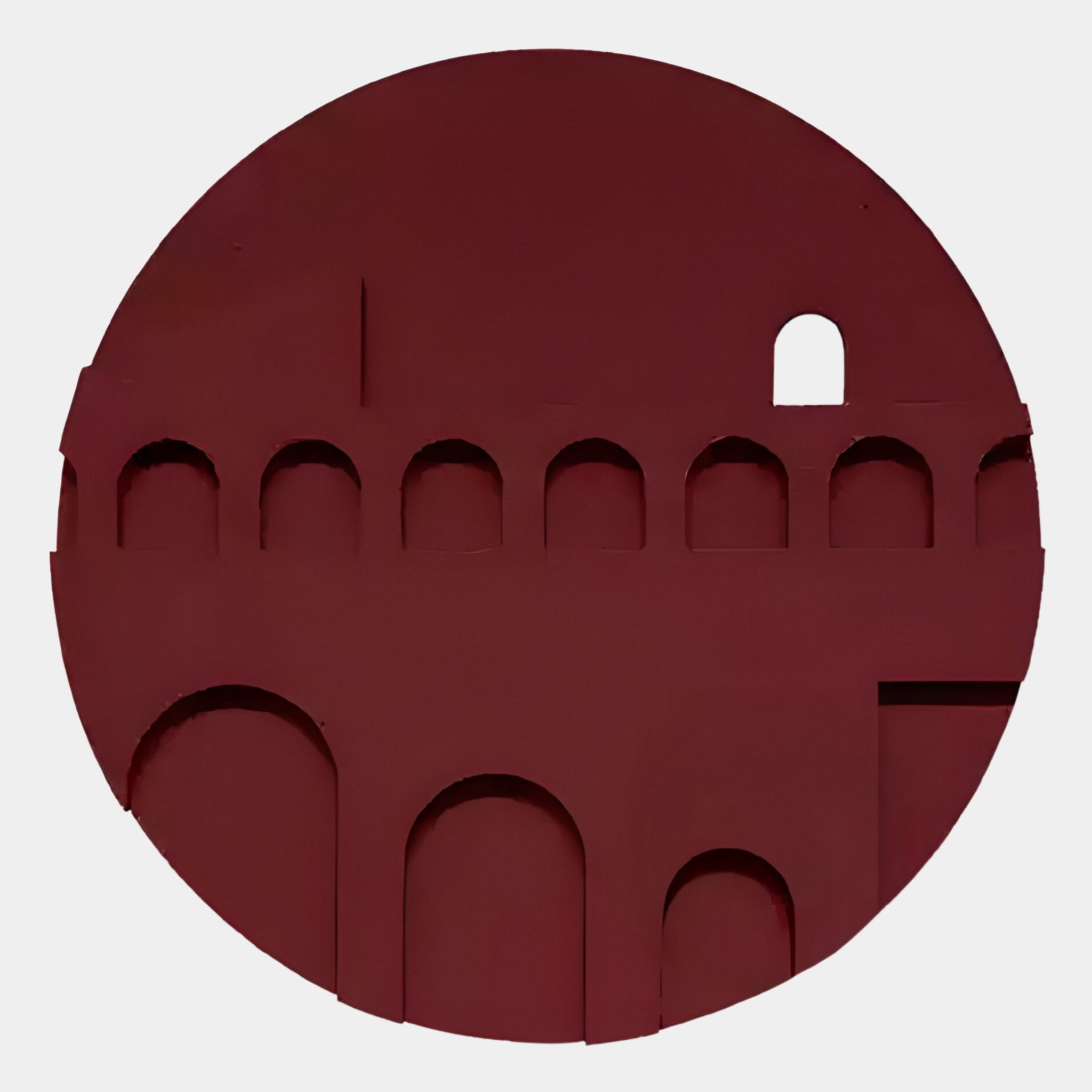Arcuza Burgundy II Relief 3D Wall Art | Minimalist Round Mural