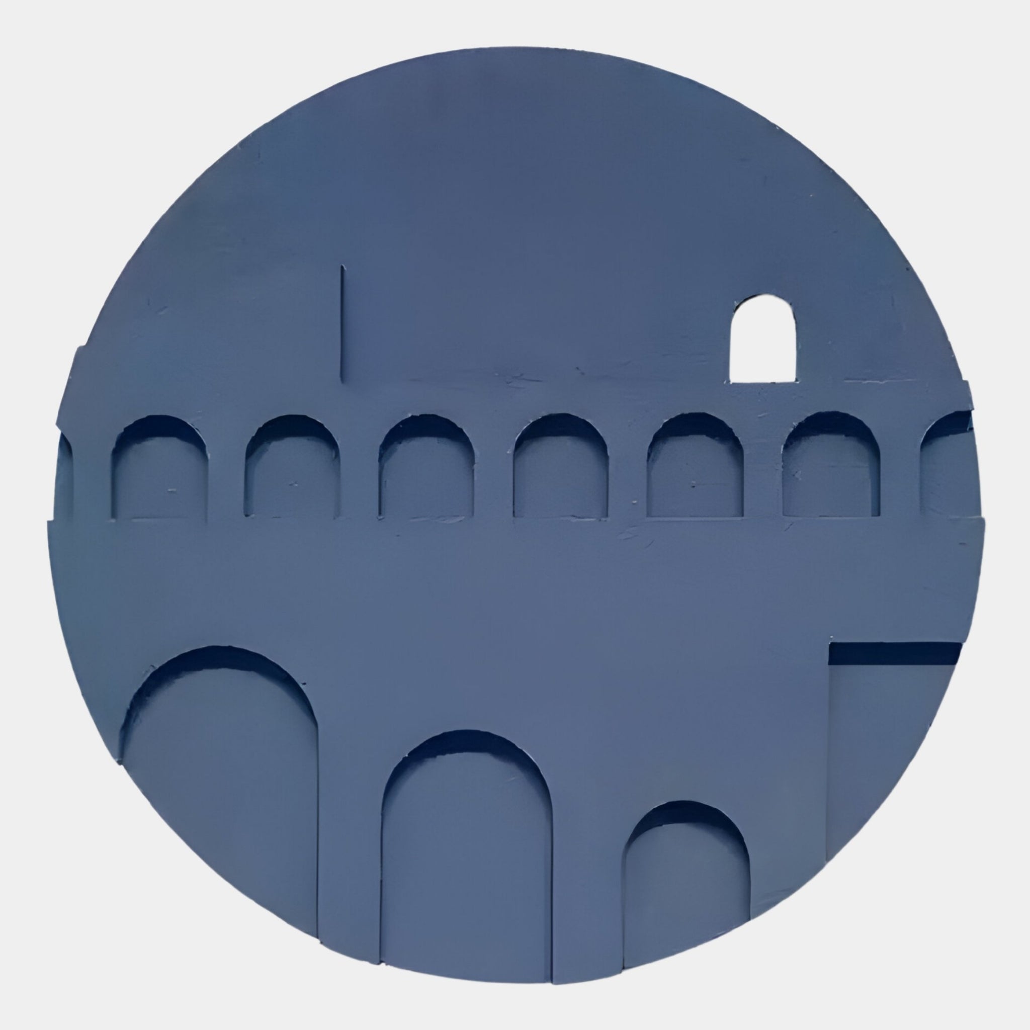 Arcuza Blue II 3D Carving Wall Art | Sculptural Indigo Wall Mural