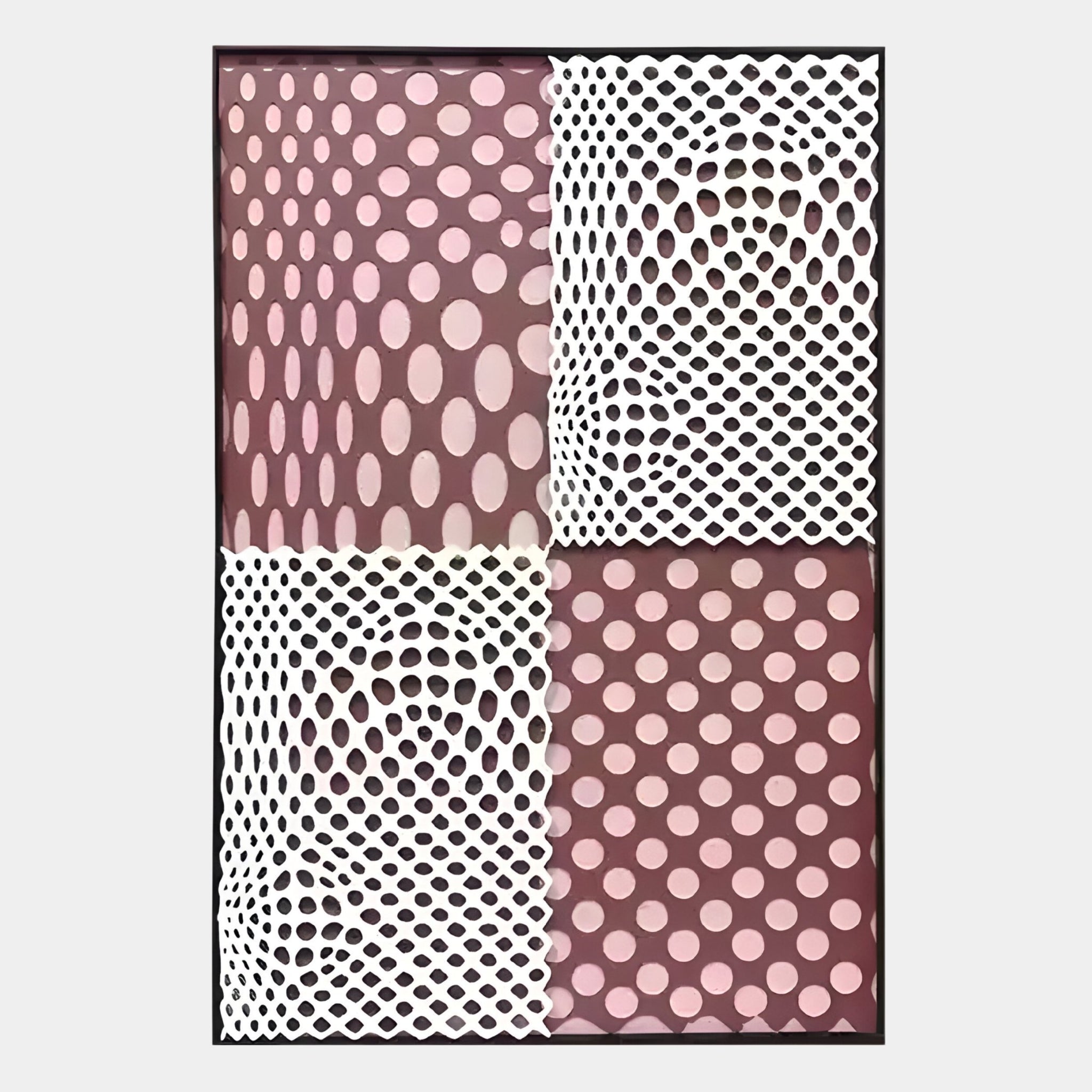 Virelli Plum Grid Dot Mesh 3D Wall Art | Layered Contrast
