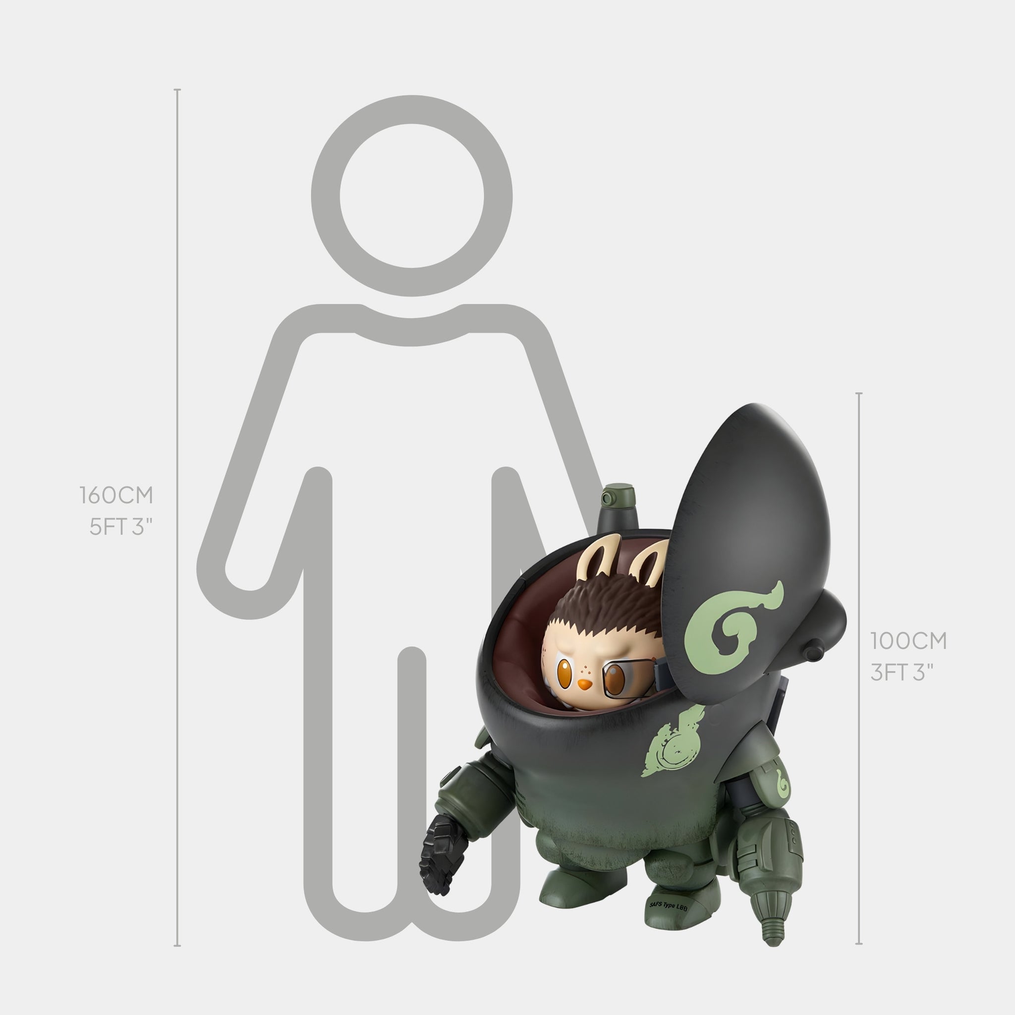 Darksteel Labubu Mecha Sculpture 100cm | Armoured Character Art