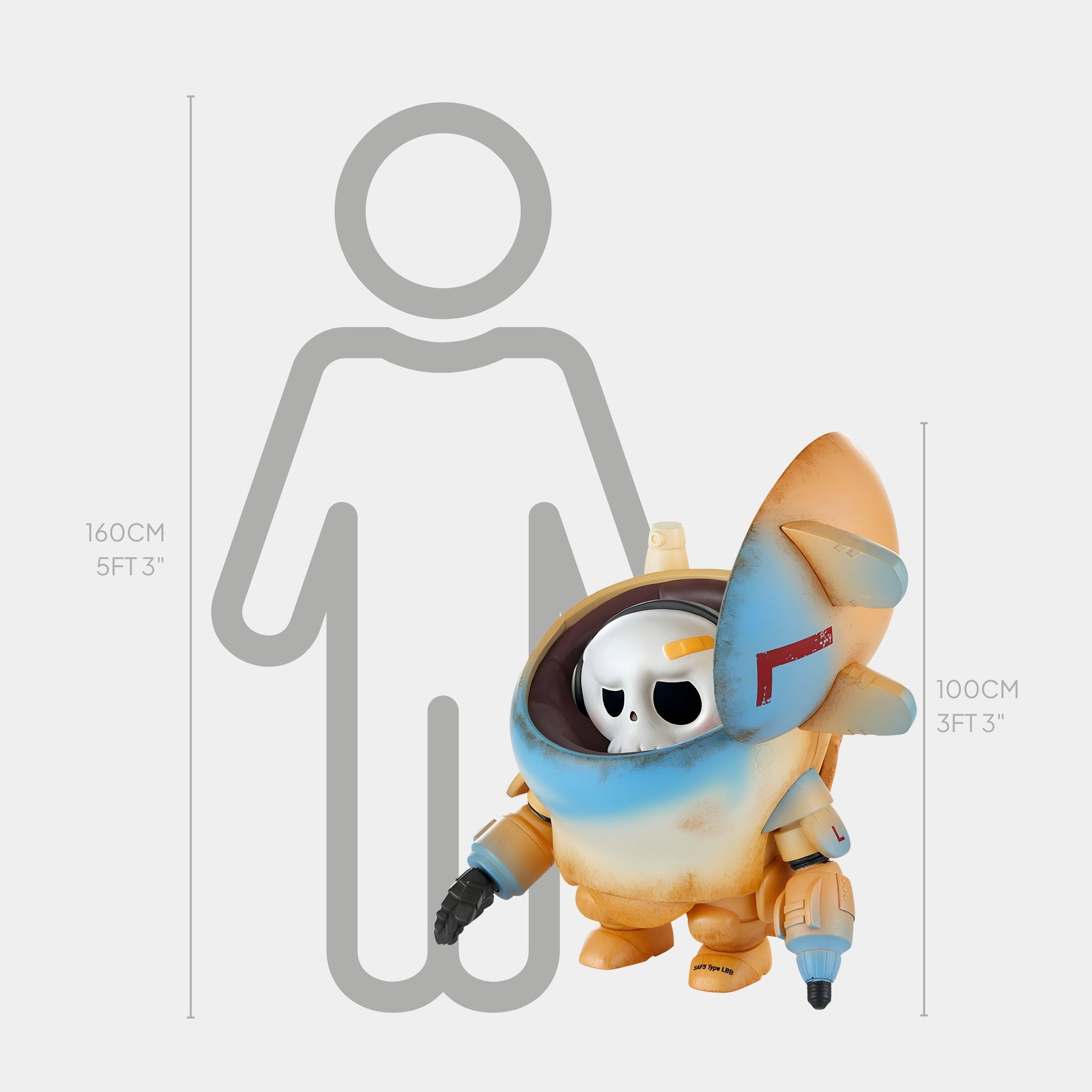 Desert Phantom Labubu Mecha Sculpture | 100cm Retro-Futuristic Display