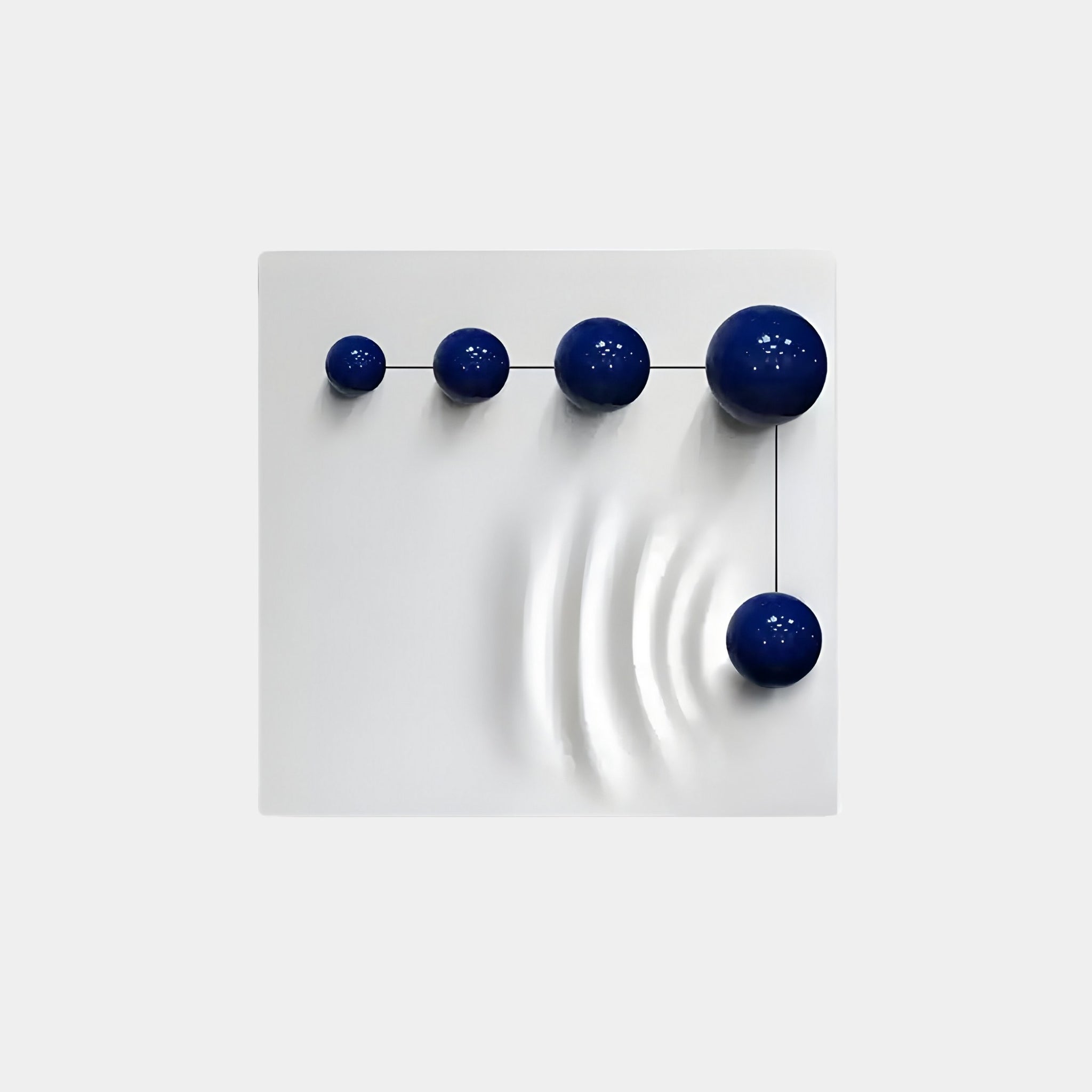 Galactica White 3D Wood Relief Wall Art | Blue Metal Accent