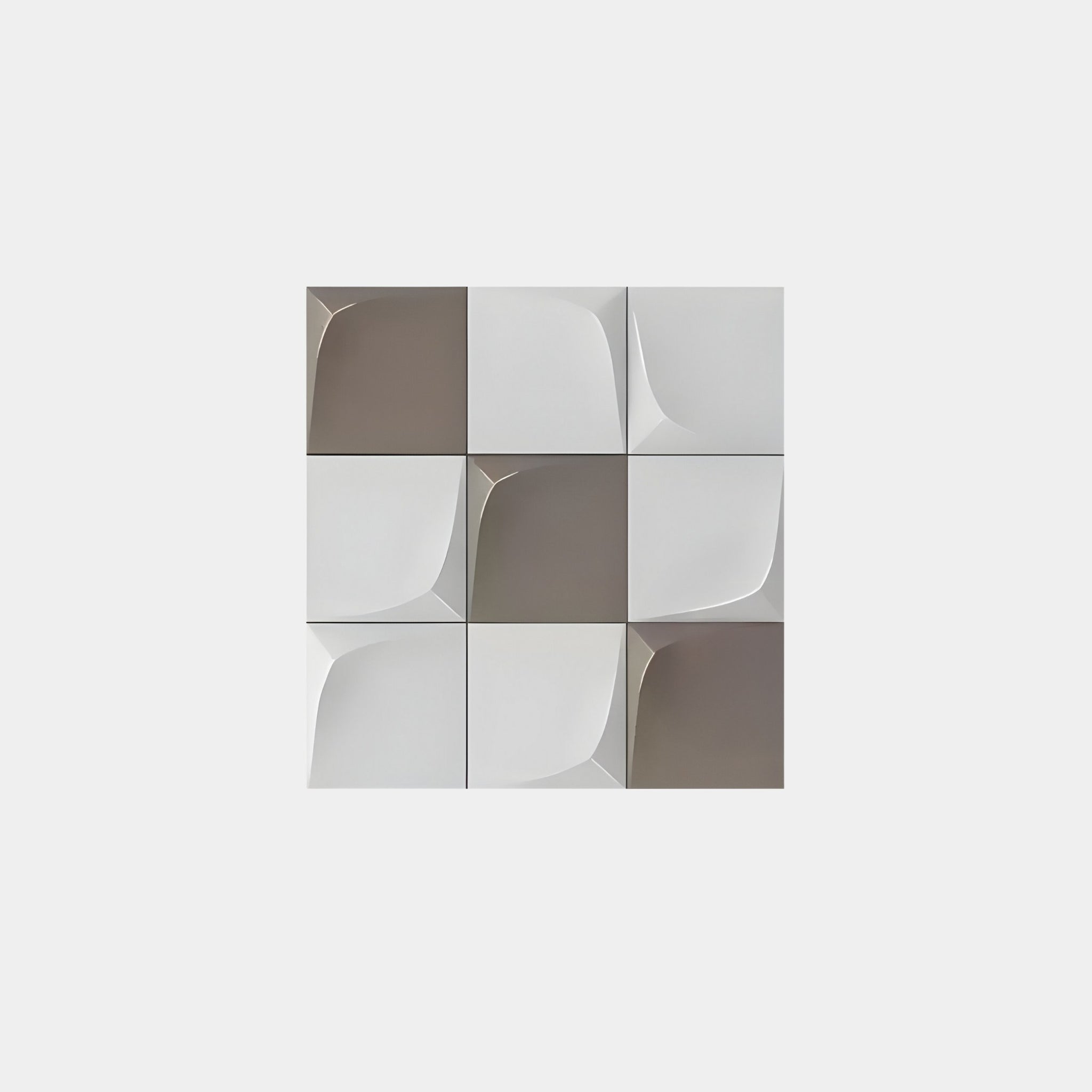 Curvatura White & Grey 3D Wood Relief Wall Art | Modern Grid Design